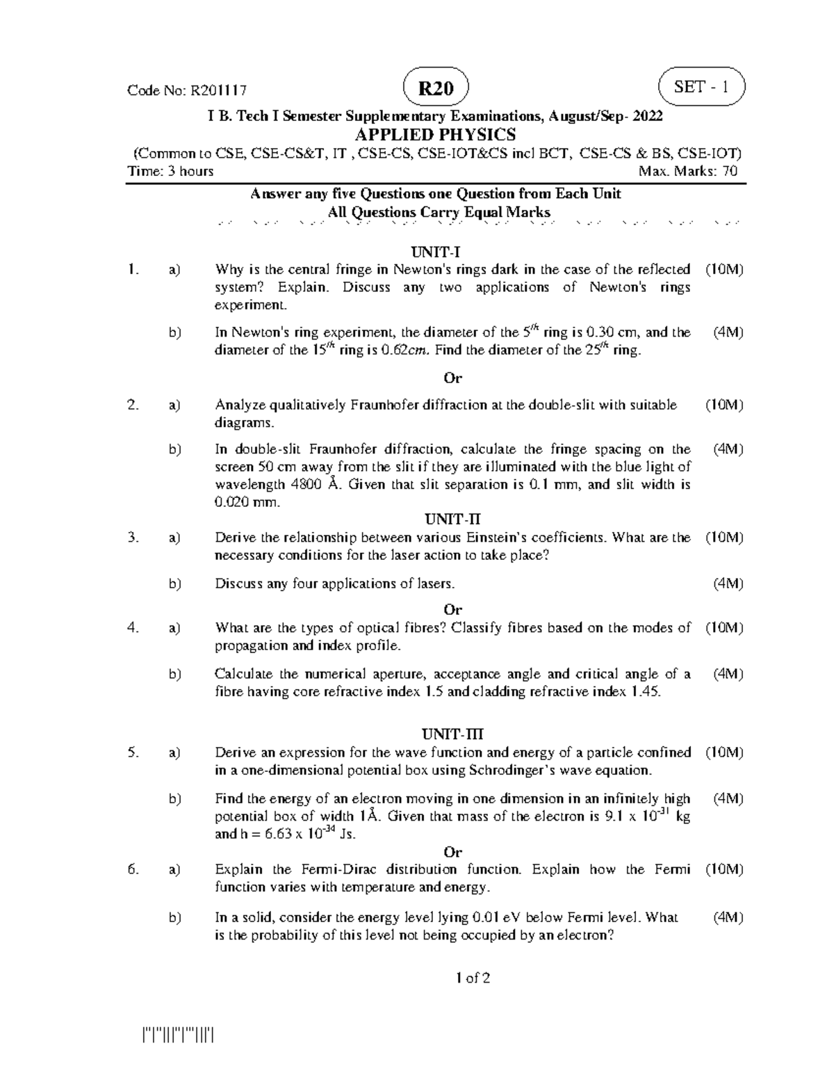 Applied- Physics-AUG-SEPT-2022 - |''|''|||''|'''|||'| Code No: R I B. Tech I Semester ...