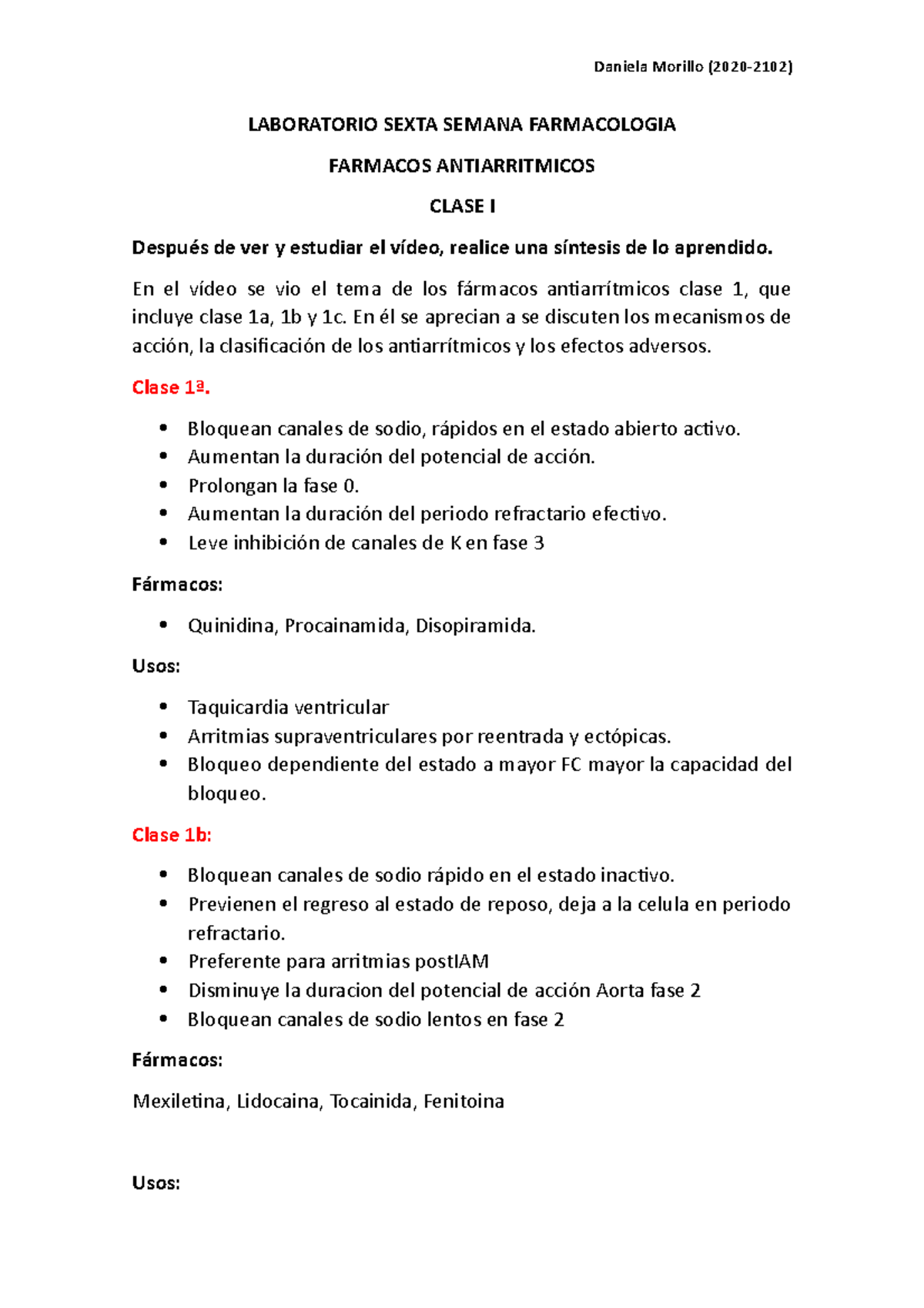Laboratorio 6 semana farmacologia - Daniela Morillo (2020-2102 ...