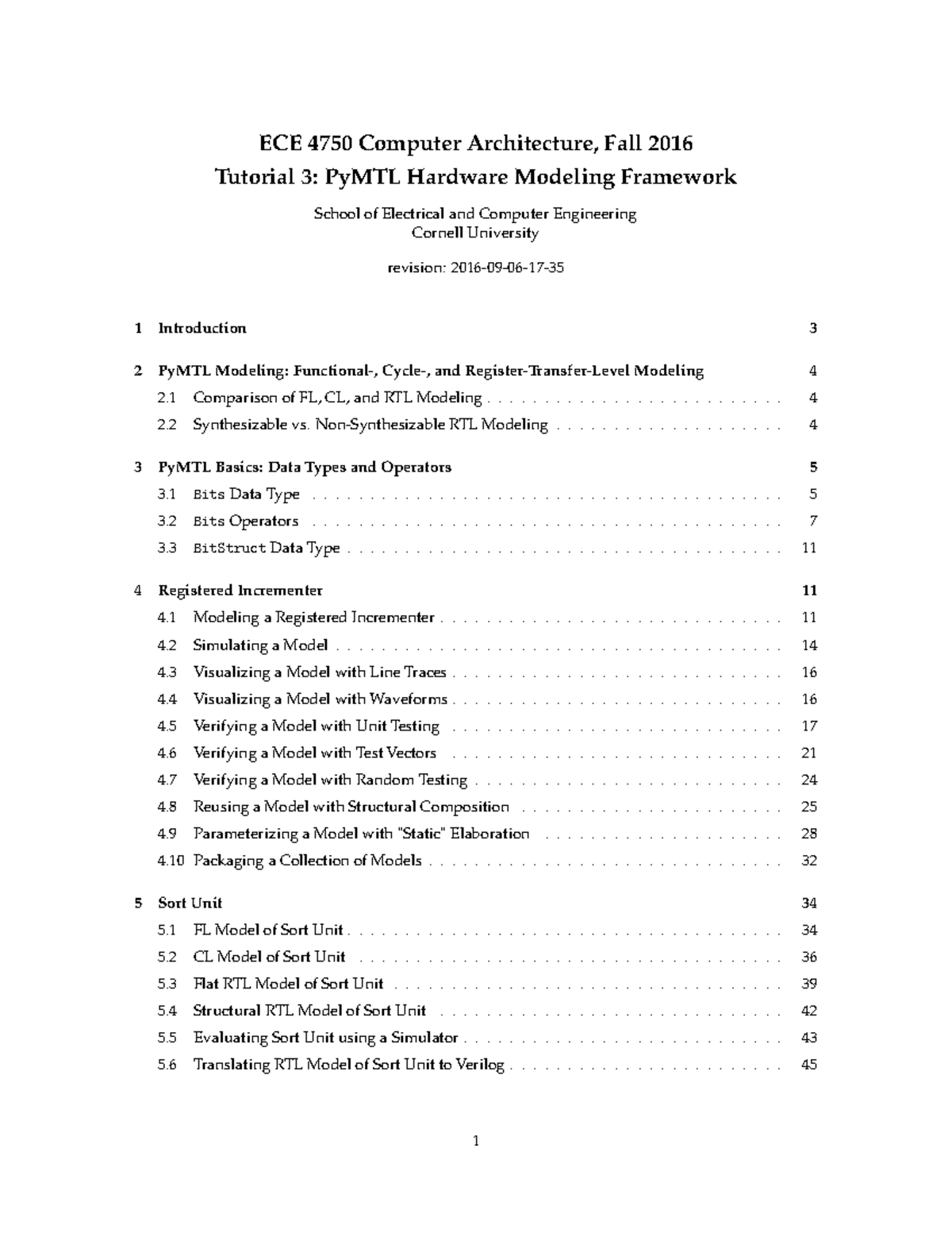 Tutorial work - 3 and 4 - ECE 4750 Computer Architecture, Fall 2016 ...