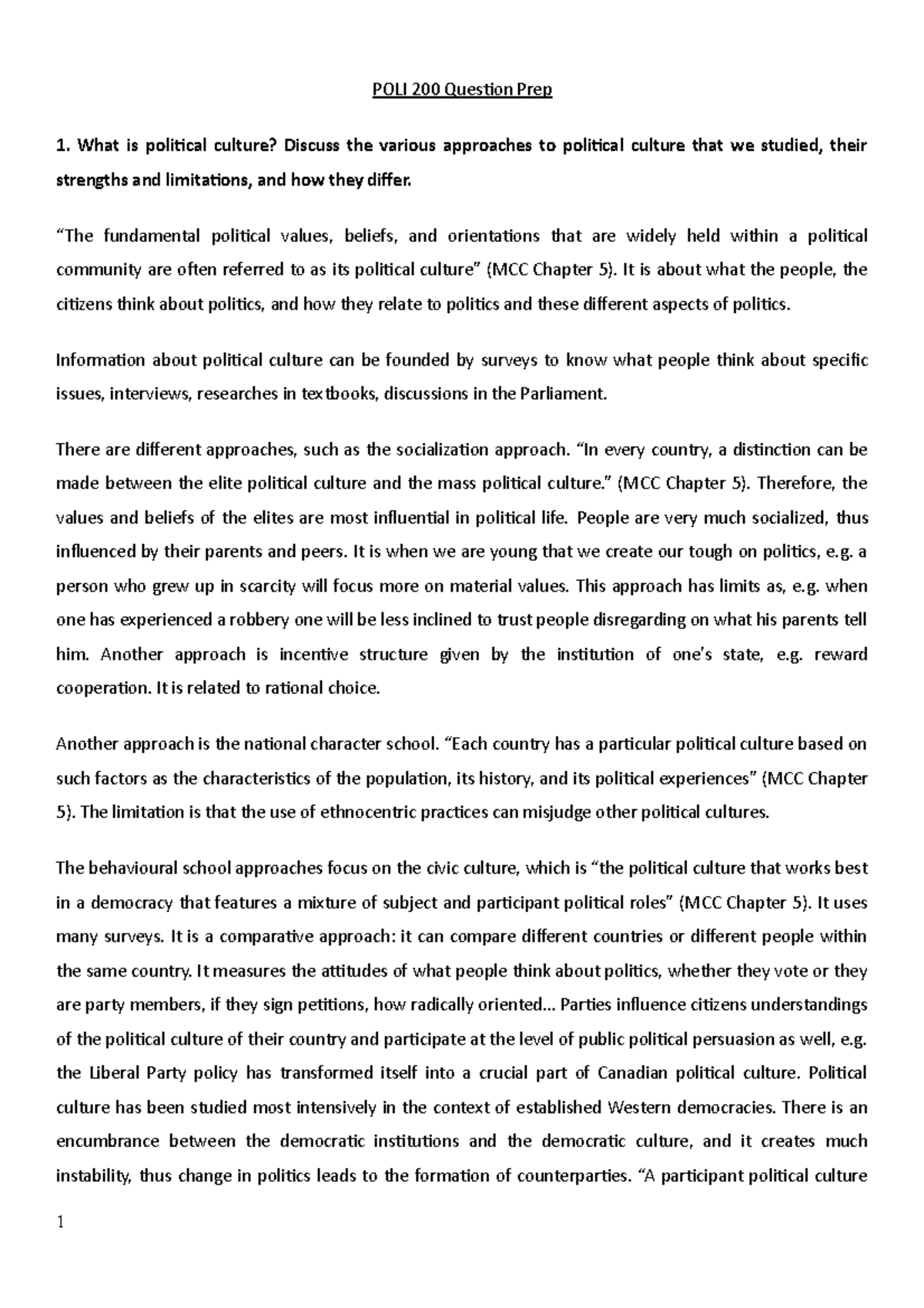 POLI 200 Question Prep - POLI 200 Question Prep What is political ...