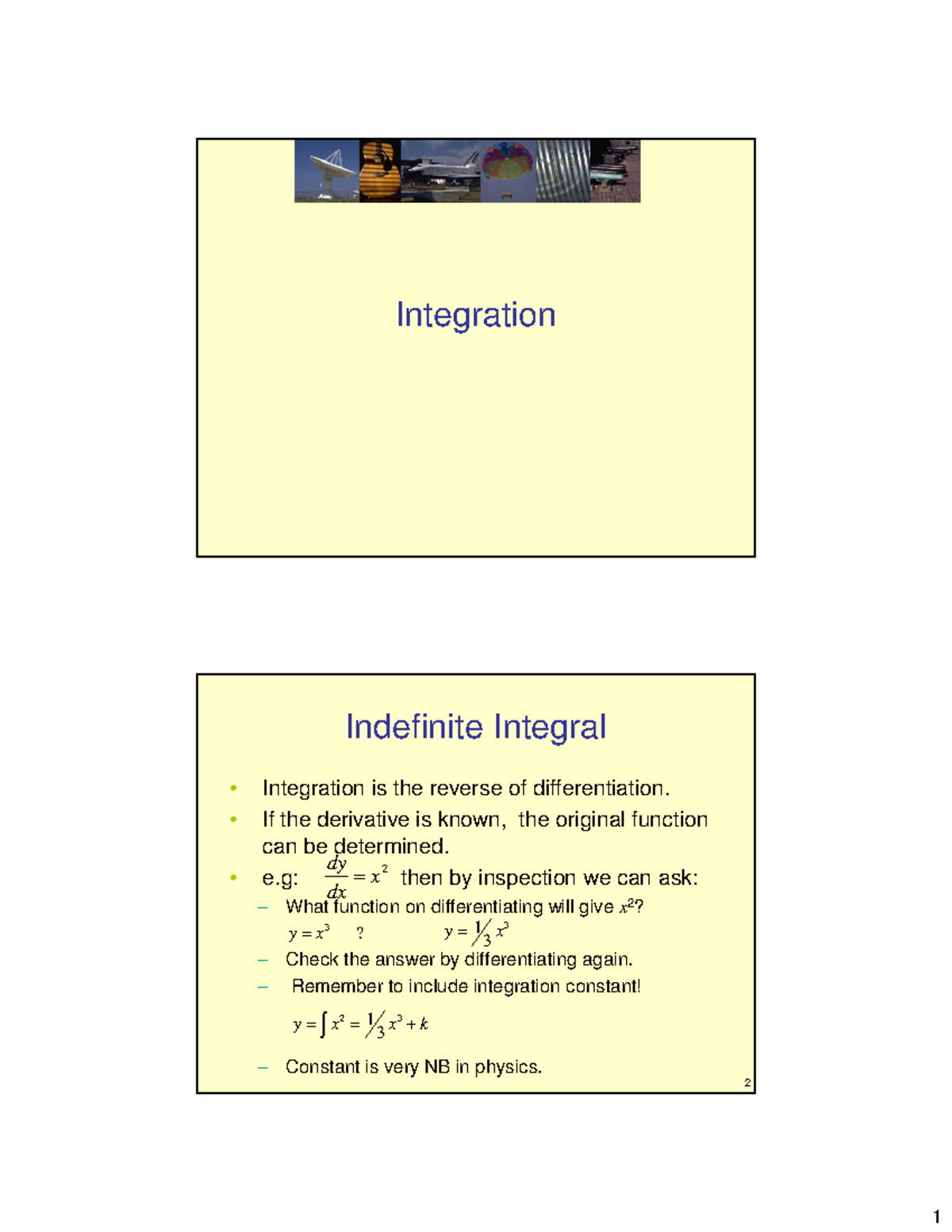 FSK 116 - Integration - Integration 2 Indefinite Integral Integration ...