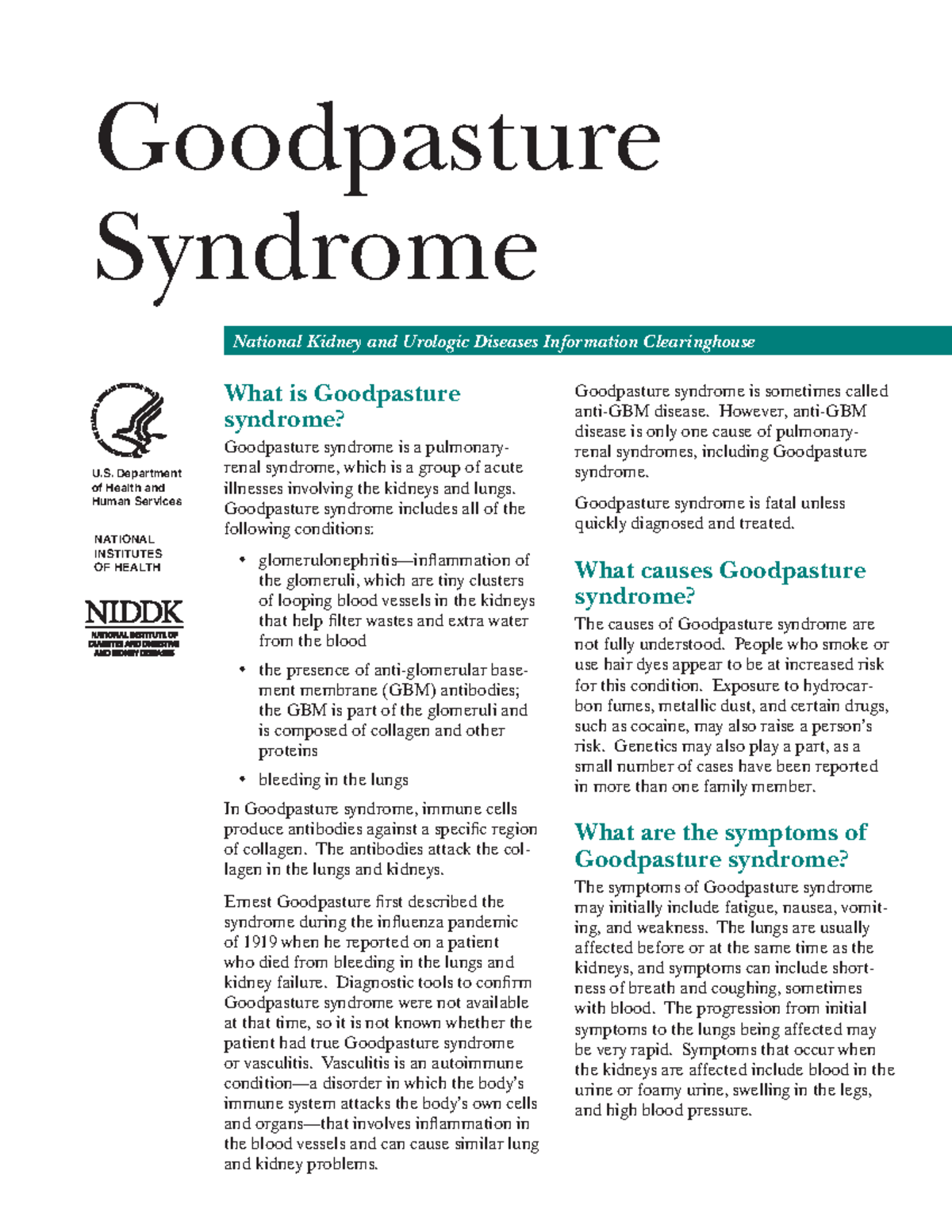 Goodpasture Syndrome 508 - Goodpasture Syndrome National Kidney and ...