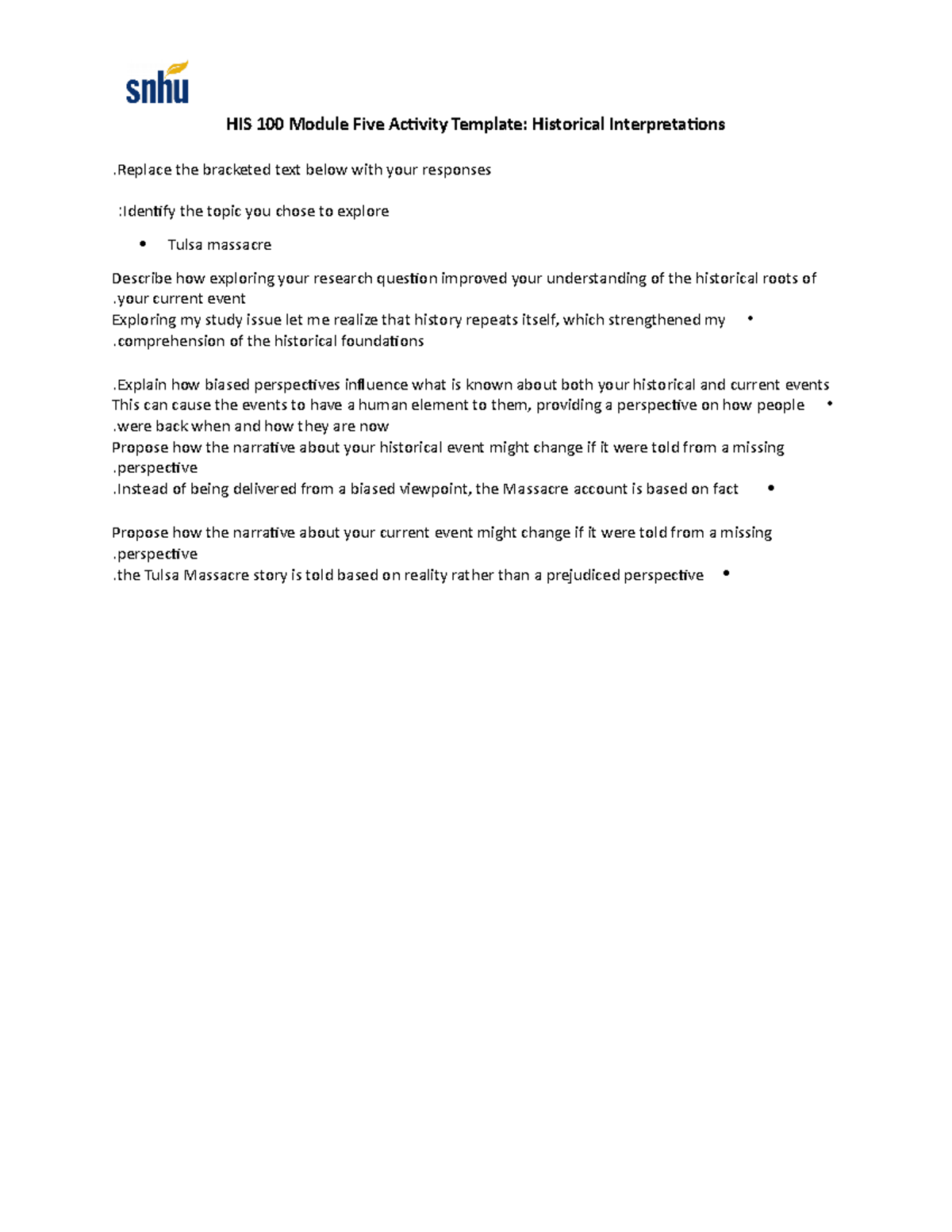 Module 5-Historical Interpetations - HIS 100 Module Five Activity ...