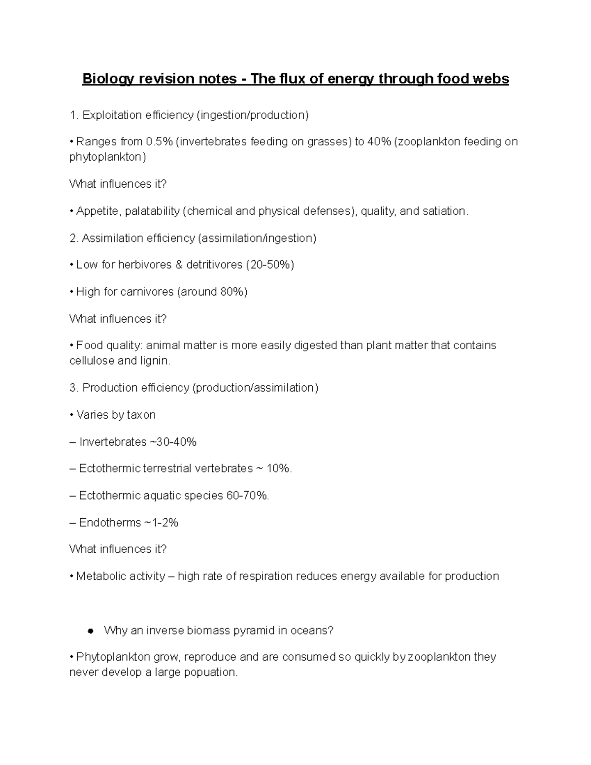 Biology revision notes - The flux of energy through food webs - Biology ...