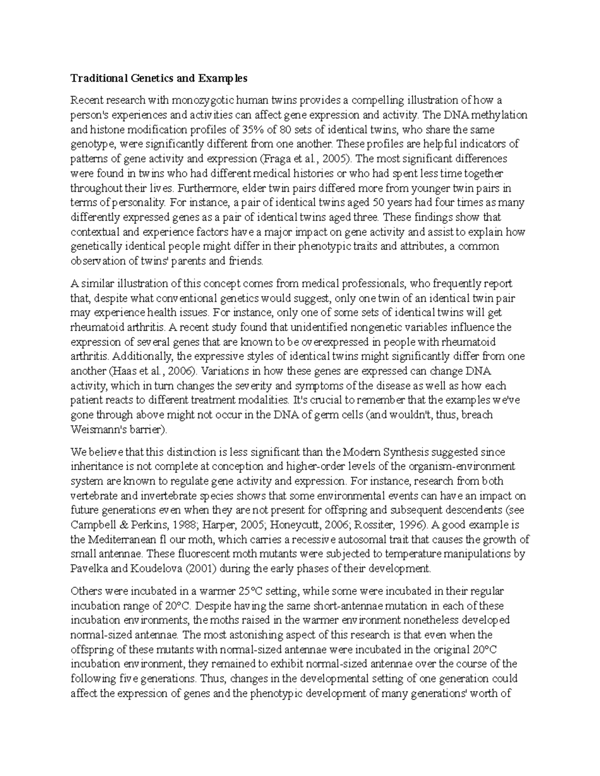 Traditional Genetics and Examples - The DNA methylation and histone ...