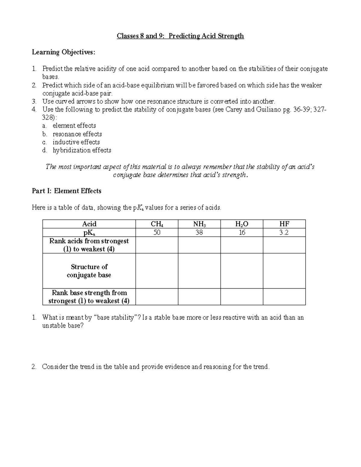 Class 8and9 Predicting Acid Strength - Classes 8 and 9 : Predicting Acid Strength Learning - Studocu