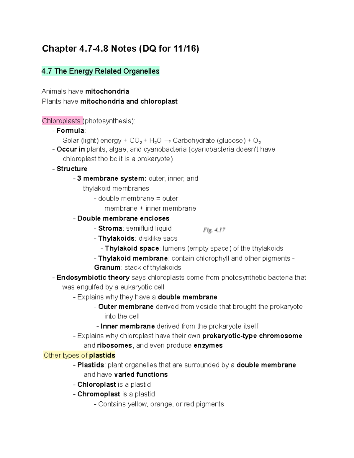 Biology Chapter 4B - Chapter 4.7-4 Notes (DQ for 11/16) 4 The Energy ...