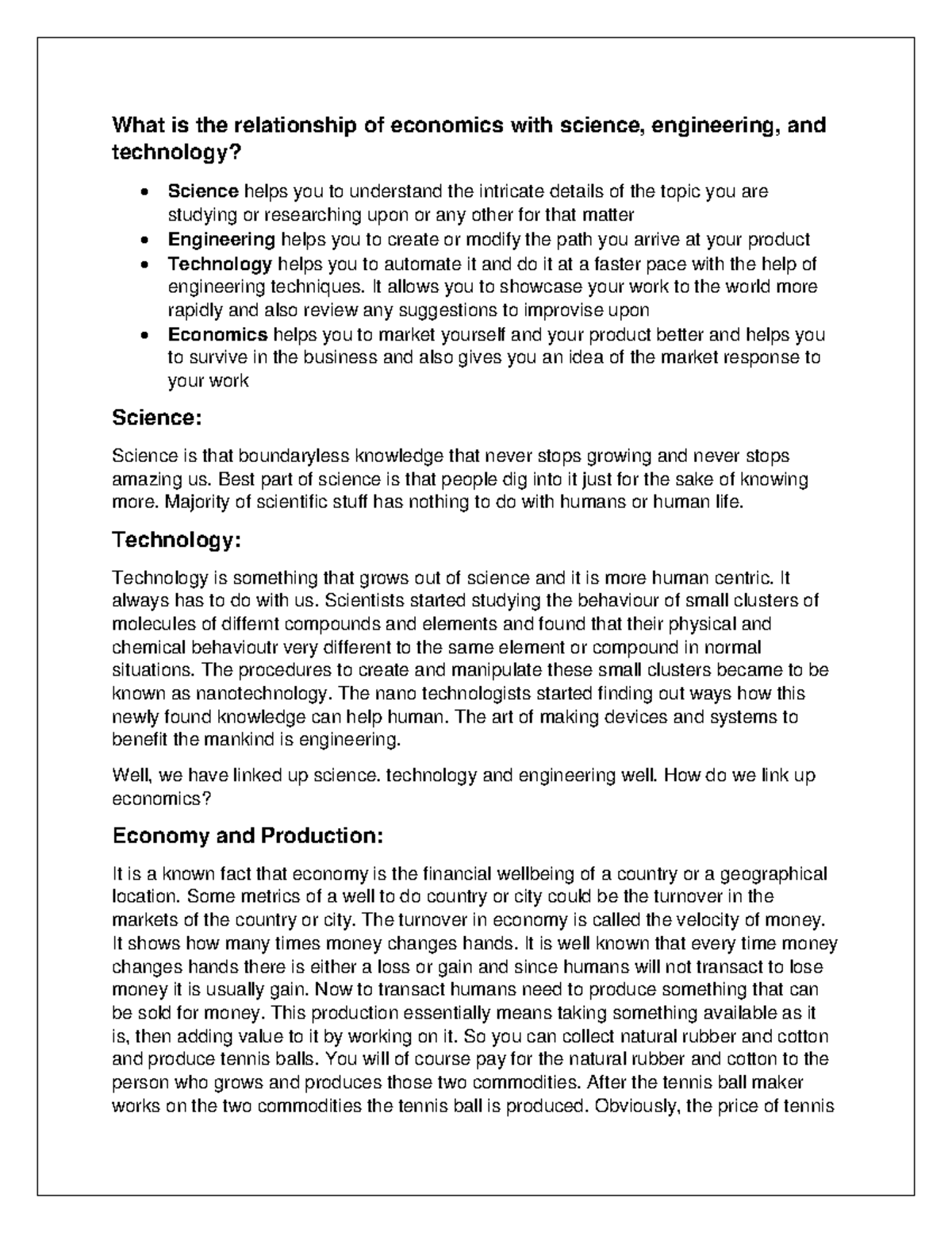 A no 1 e - UET - What is the relationship of economics with science ...