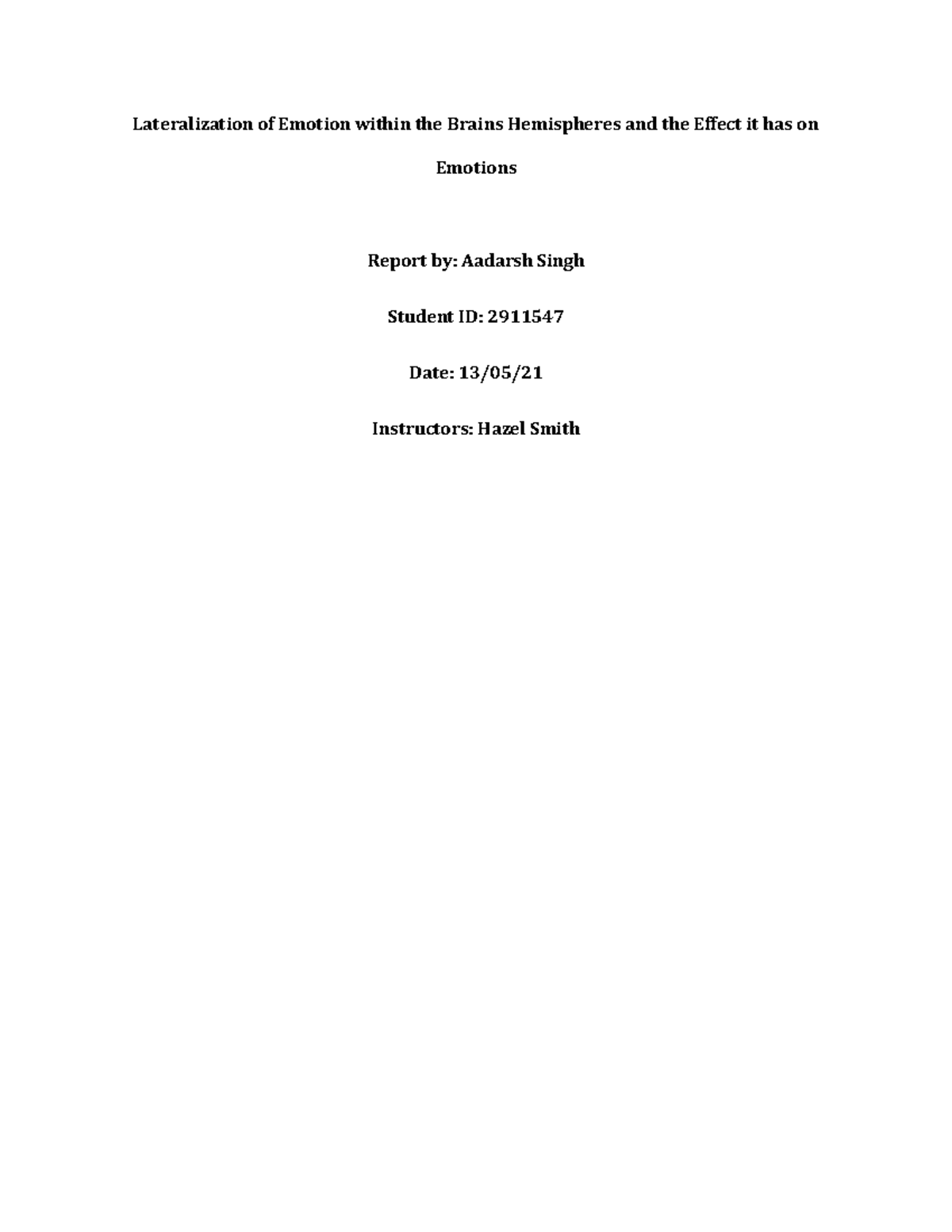 Emotion - b nn ghghg - Lateralization of Emotion within the Brains ...