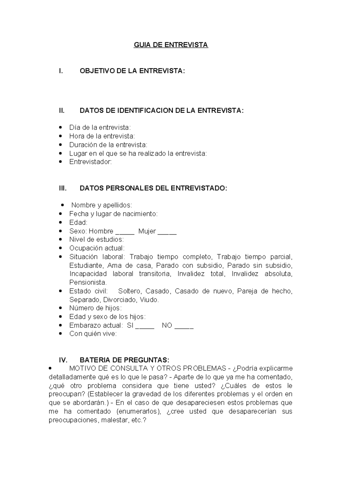Modelo Guia de Entrevista - GUIA DE ENTREVISTA I. OBJETIVO DE LA ...
