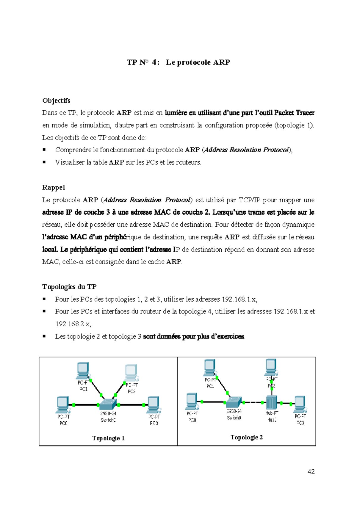 TP5 ARP - all about reseaux - TP N° 5 : Le protocole ARP Objectifs Dans ...