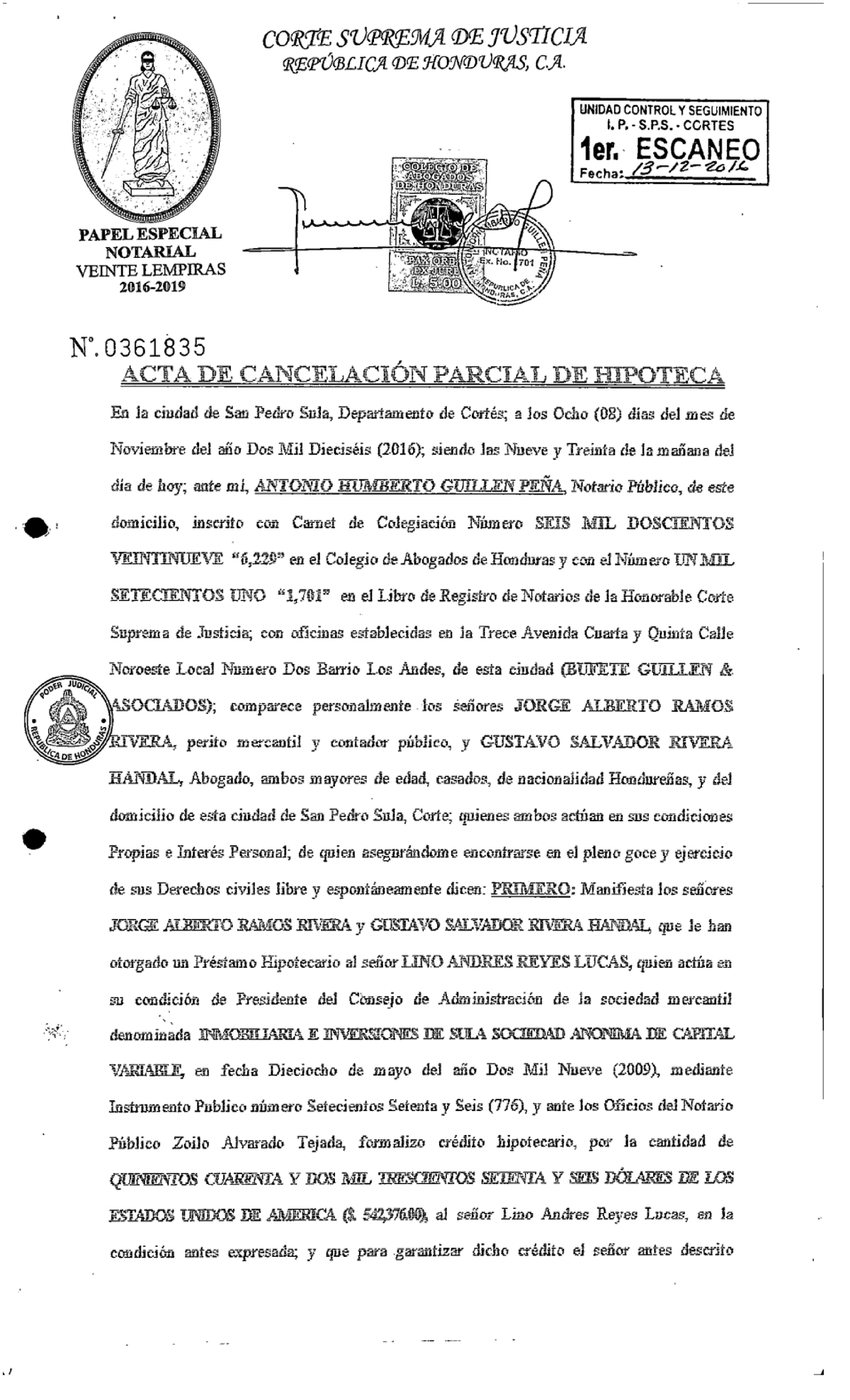 ACTA DE Cancelacion Parcial DE Hipoteca - propiedad intelectual - Studocu