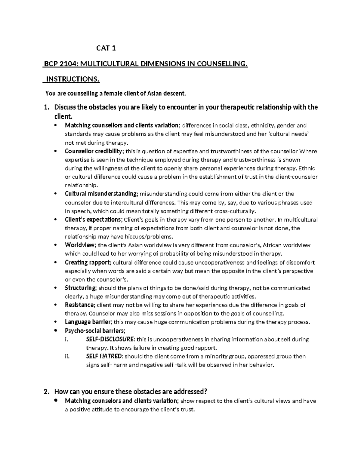 BCP 2104 MDC - CAT 1 - CAT 1 BCP 2104: MULTICULTURAL DIMENSIONS IN ...