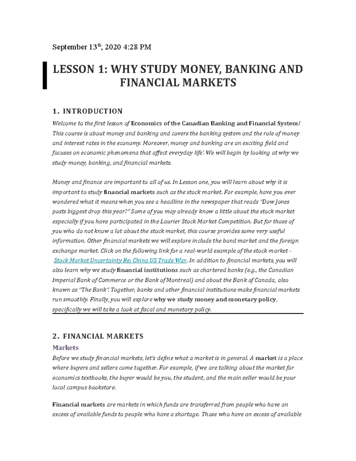 Lesson 1 - nvmb - September 13th, 2020 4:28 PM LESSON 1: WHY STUDY ...