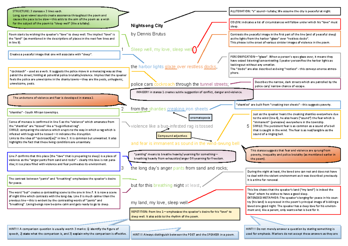 07 - IEB Poetry 2020-2022 Detailed annotation of Nightsong City by ...