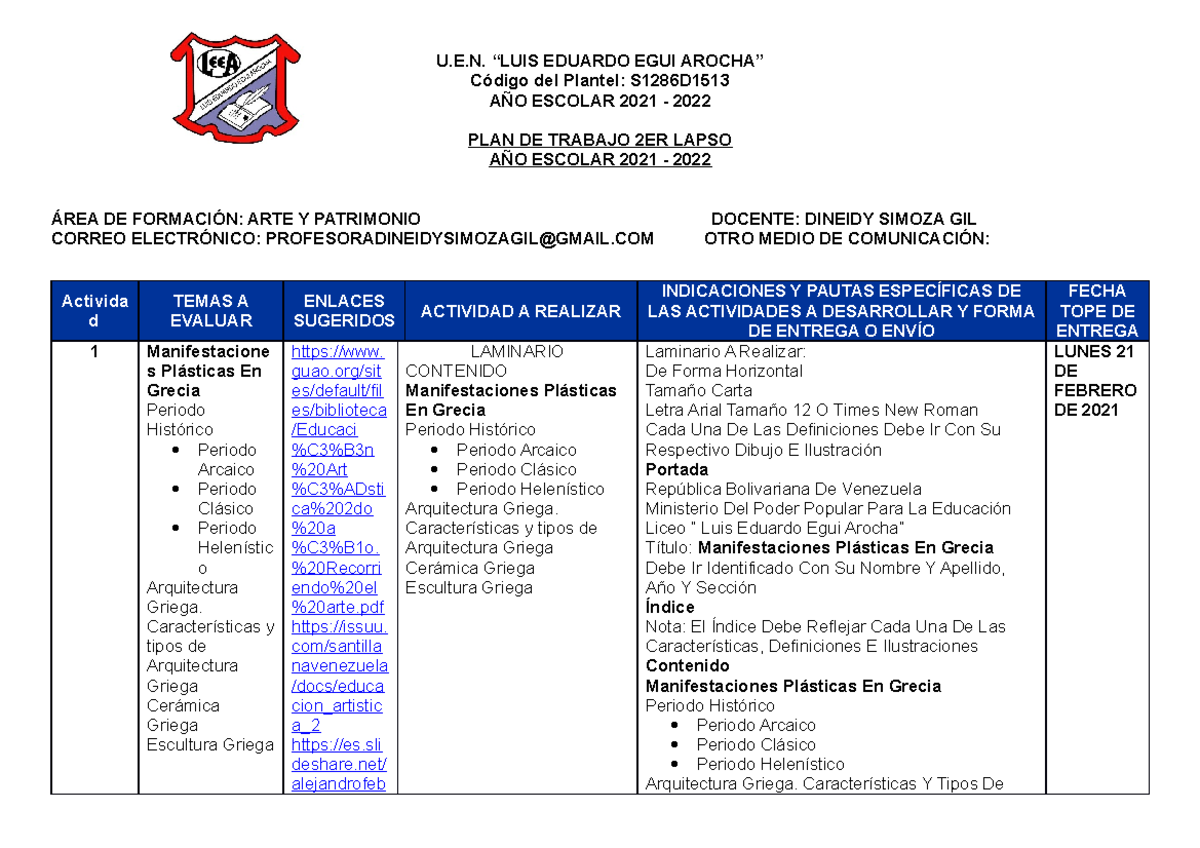 Formato Actividades 2er Lapso EGUI Arocha - Lenguaje y redacción - UPEL ...