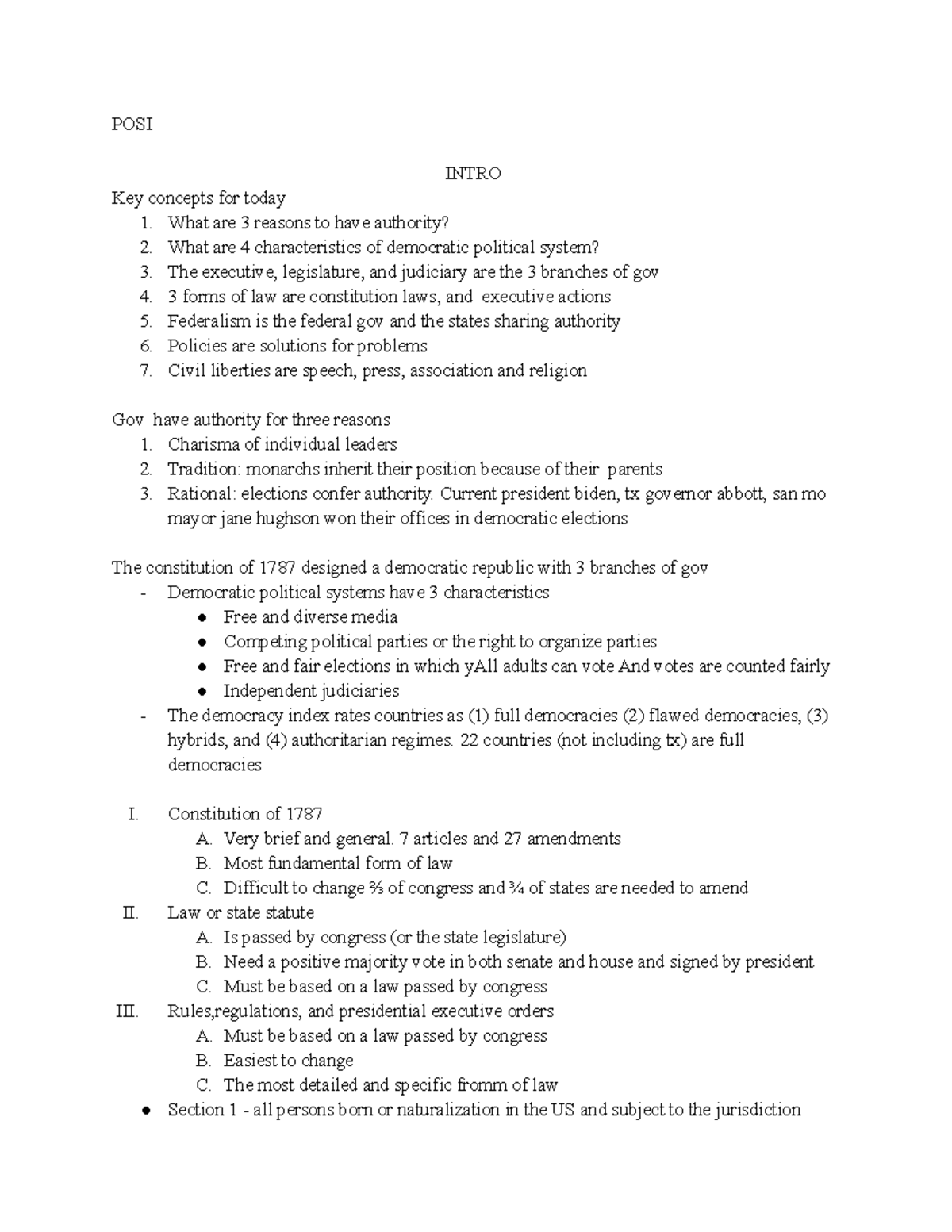 POSI intro - POSI INTRO Key concepts for today 1. What are 3 reasons to ...