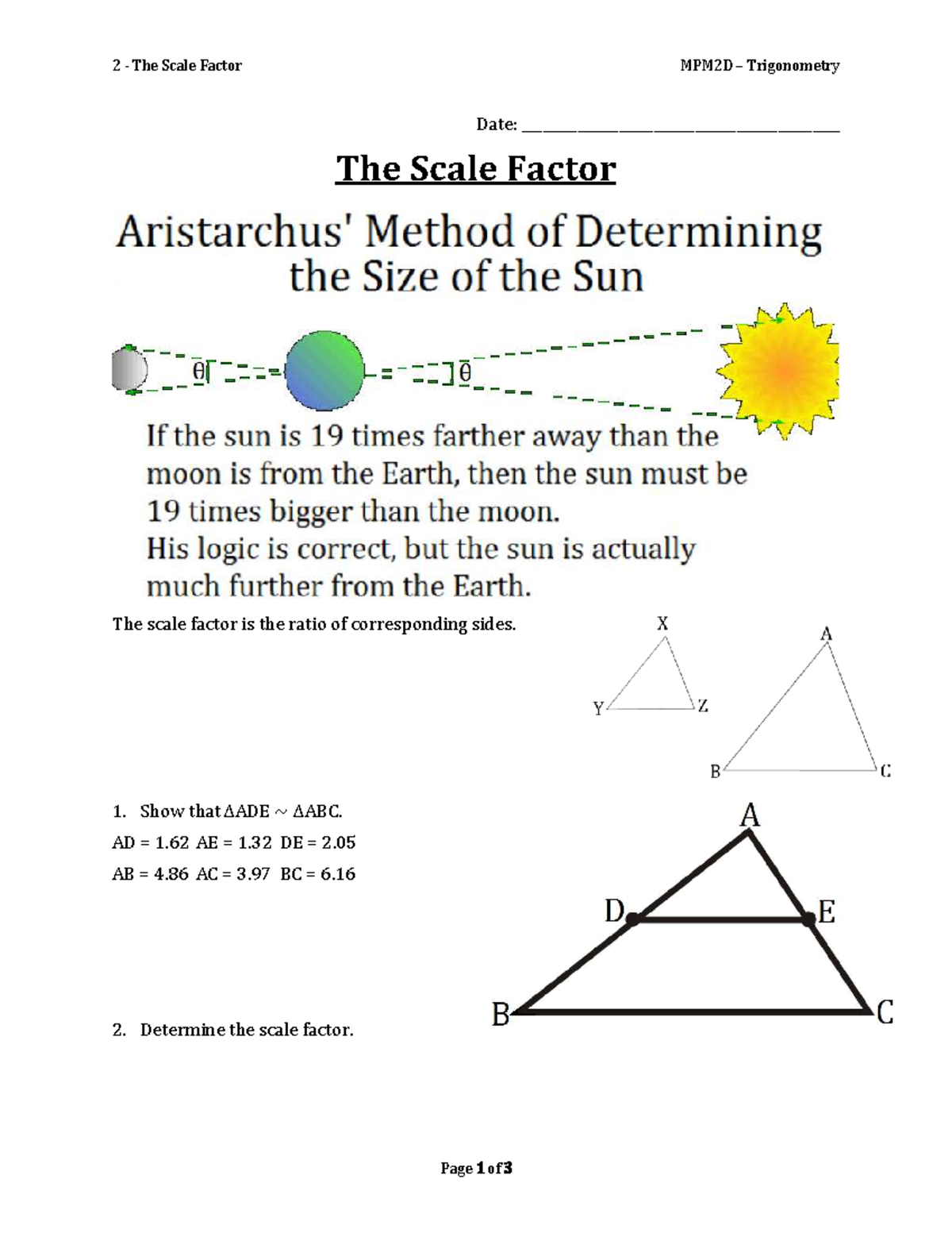 02 - The Scale Factor - Notes - 2 - The Scale Factor MPM2D ...