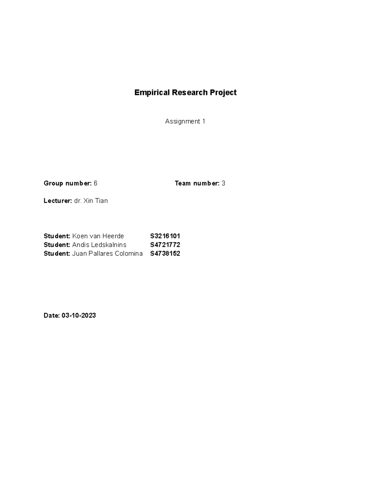ERP23241 AS1 06 - Assignment 1 - Empirical Research Project Assignment ...