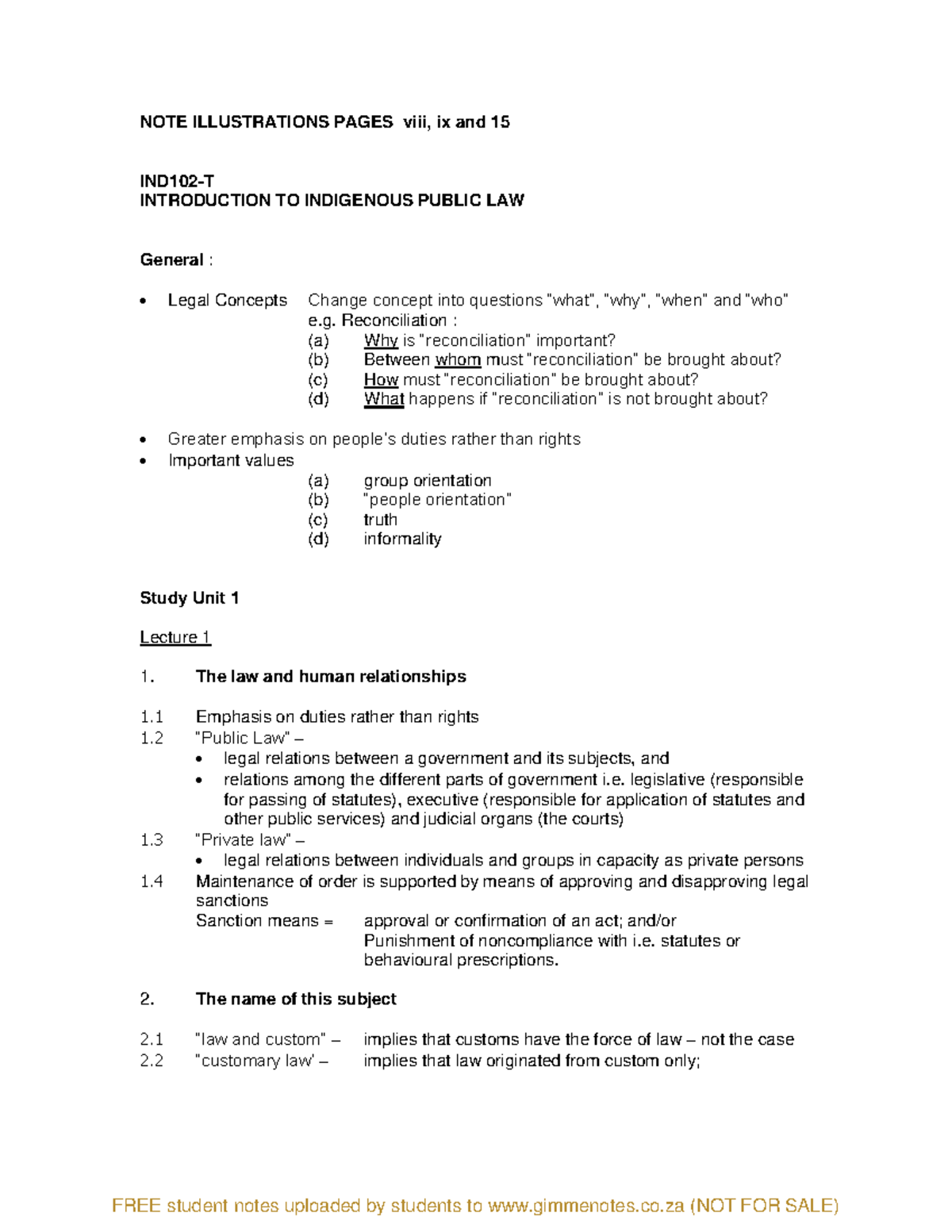 IND2601 - Notes - NOTE ILLUSTRATIONS PAGES viii, ix and 15 IND102-T ...