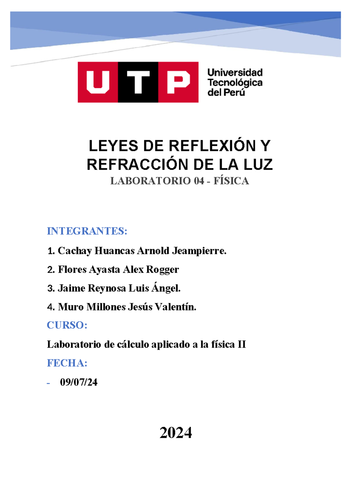 100000 T03L-GUIA N°4- Labfisic 01- Leyes DE ReflexióN Y RefraccióN DE LA LUZ - LEYES DE ...
