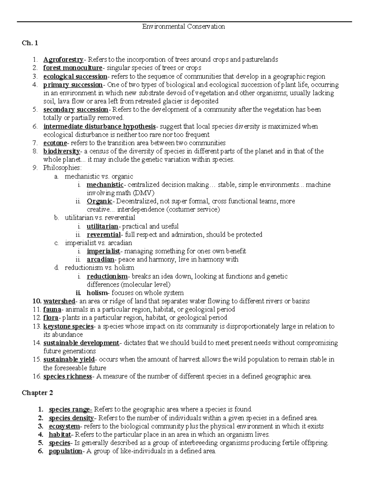 Vocabulary and Definitions - Environmental Conservation Ch. 1 ...