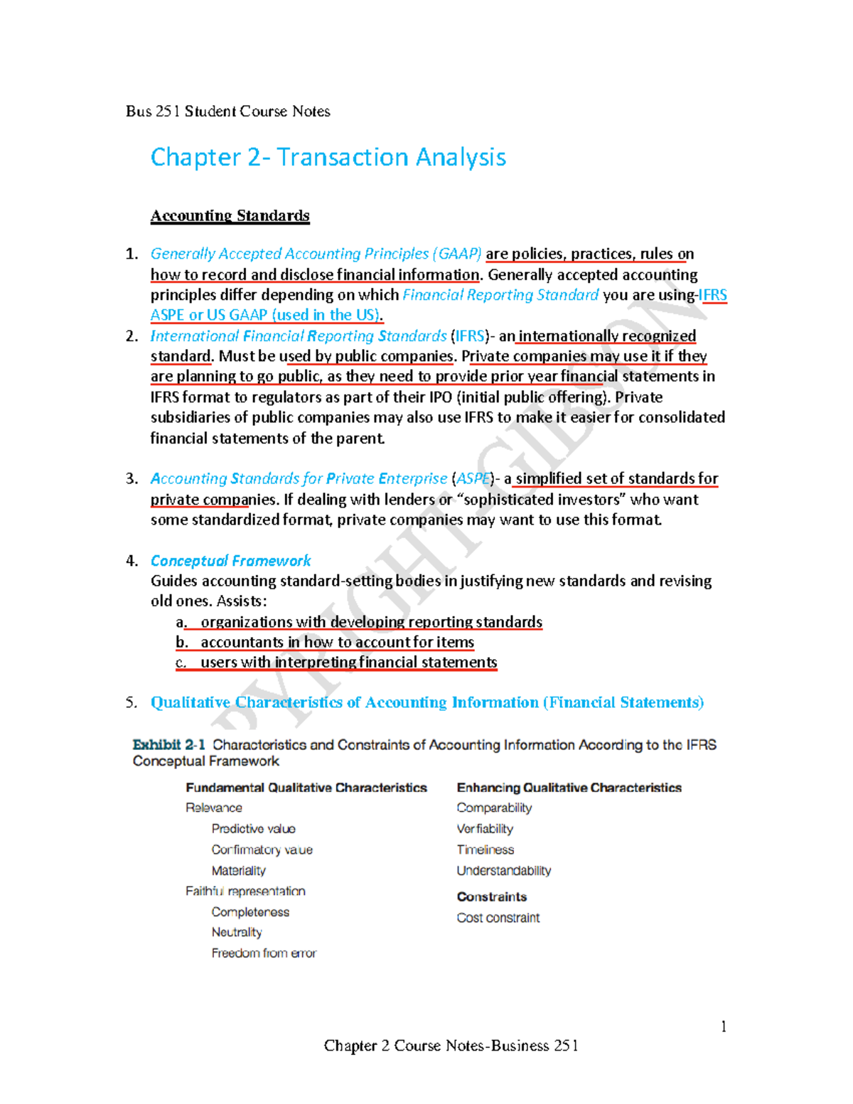 Bus251 Chapter 2 Notes - enjoy - 1 Bus 251 Student Course Notes Chapter ...