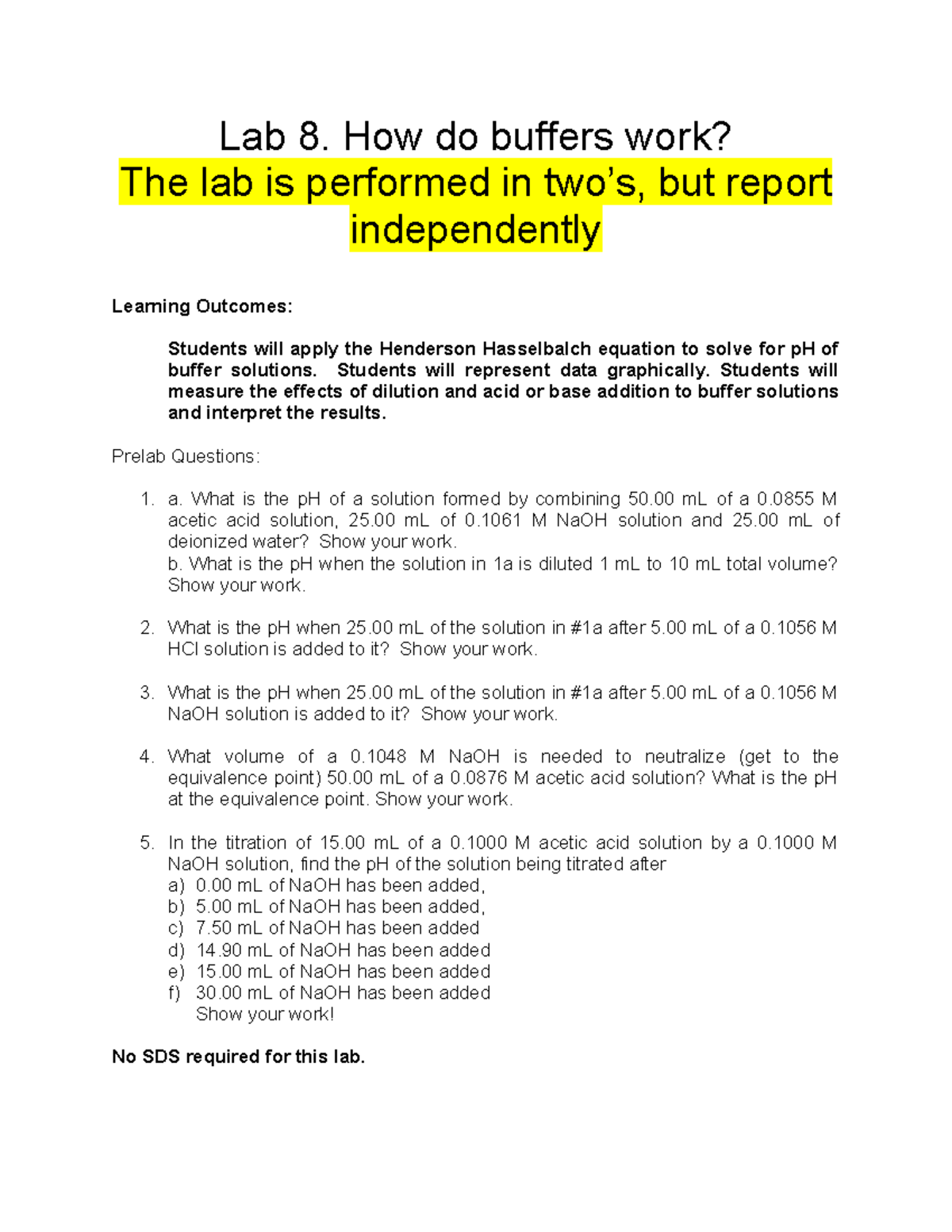 Lab 8 How do buffers work-hzm - Lab 8. How do buffers work? The lab is performed in two’s, but ...