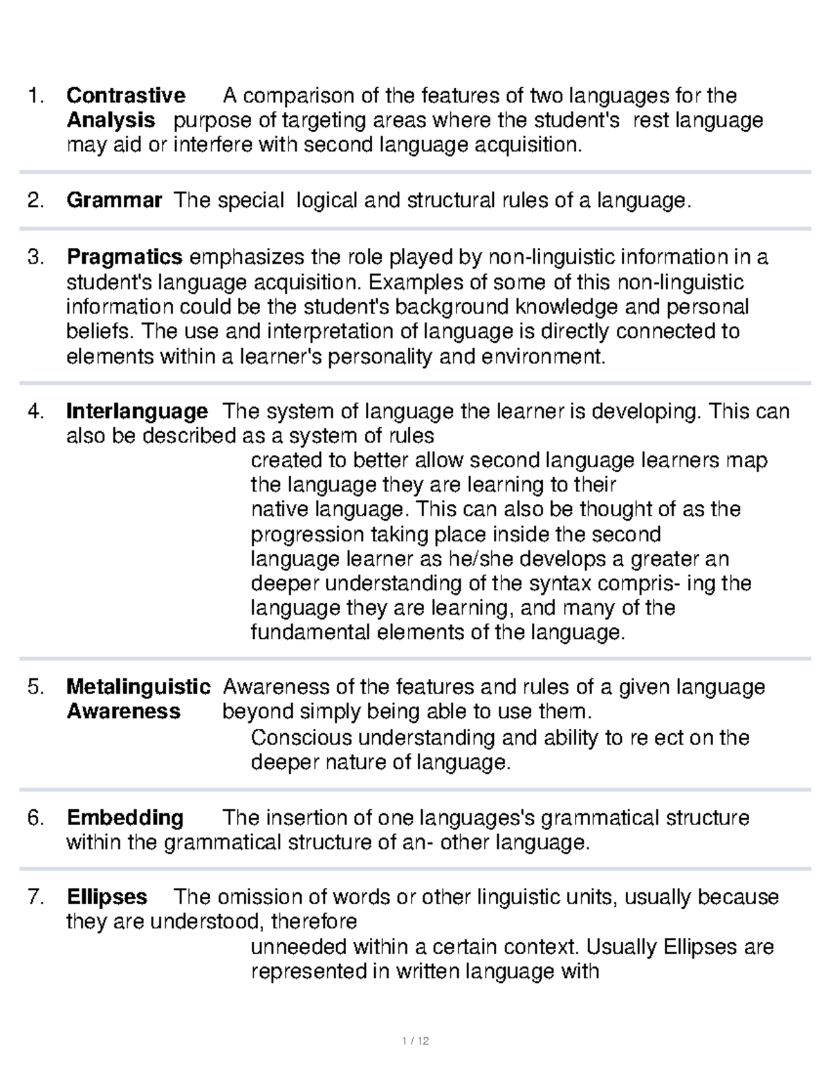 Linguistic notetaking - Contrastive A comparison of the features of two ...