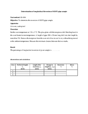 Testing OF HDPE PIPE - TESTING OF HIGH DENSITY POLYETHYLENE PIPES FOR ...