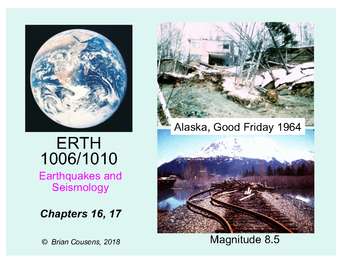 Lec10 Seis2 Oct9upload - ERTH 1006/ Earthquakes and Seismology Chapters ...