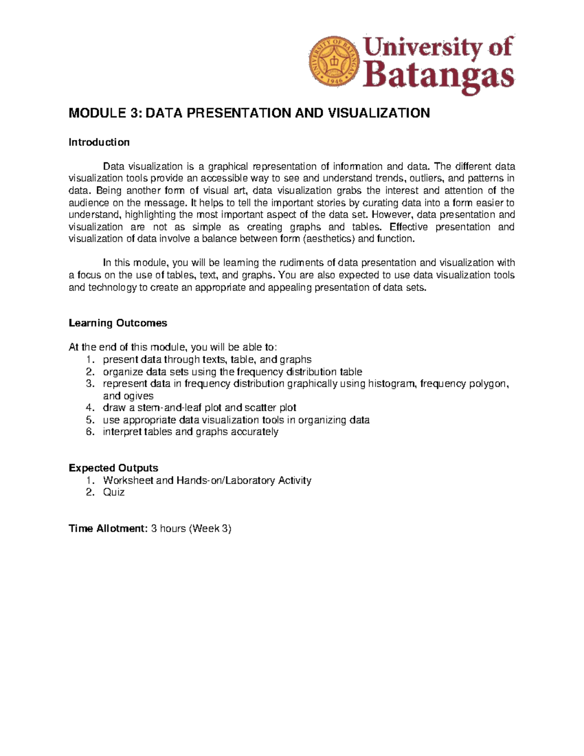 Module 3 - Preliminaries - MODULE 3: DATA PRESENTATION AND ...