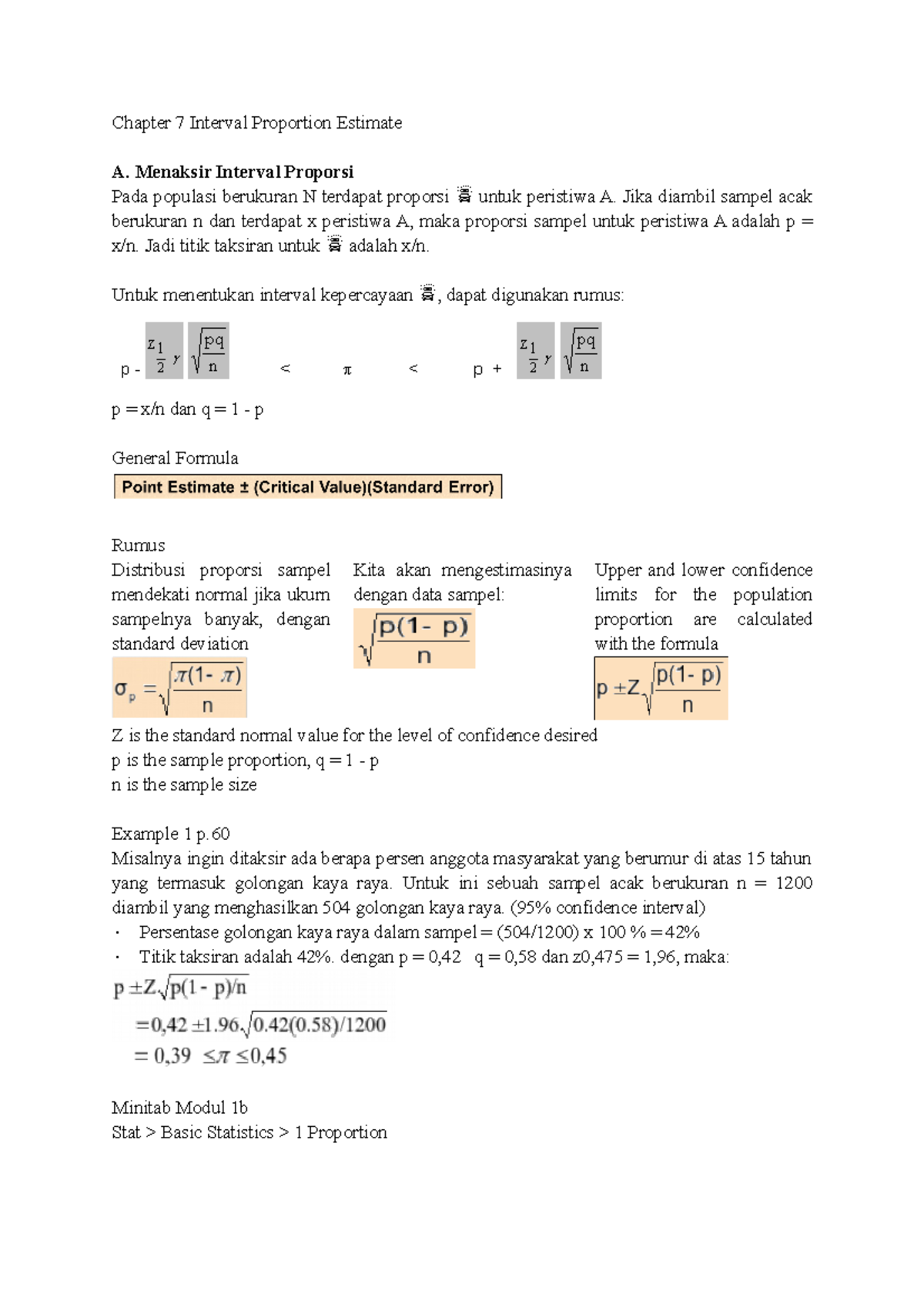 Chapter 7 Interval Proportion Estimate - Chapter 7 Interval Proportion Estimate A. Menaksir ...