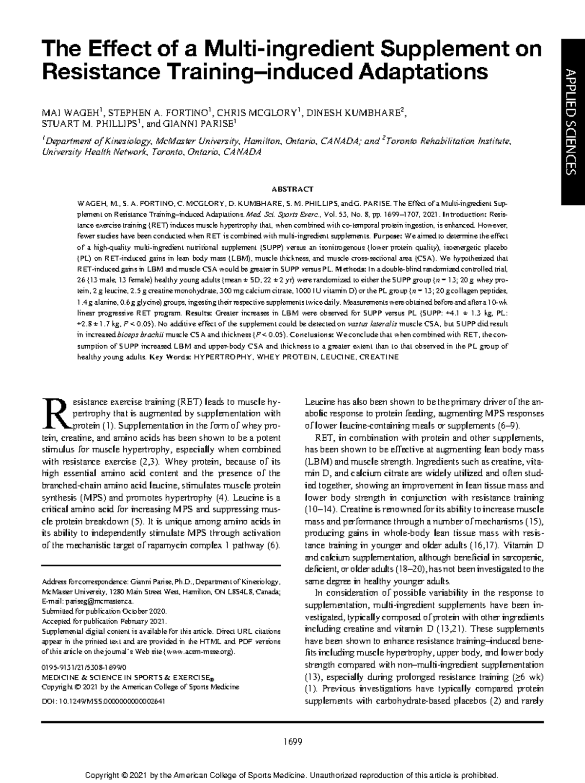 The Effect of a Multi ingredient Supplement on.18 copy - The Effect of ...