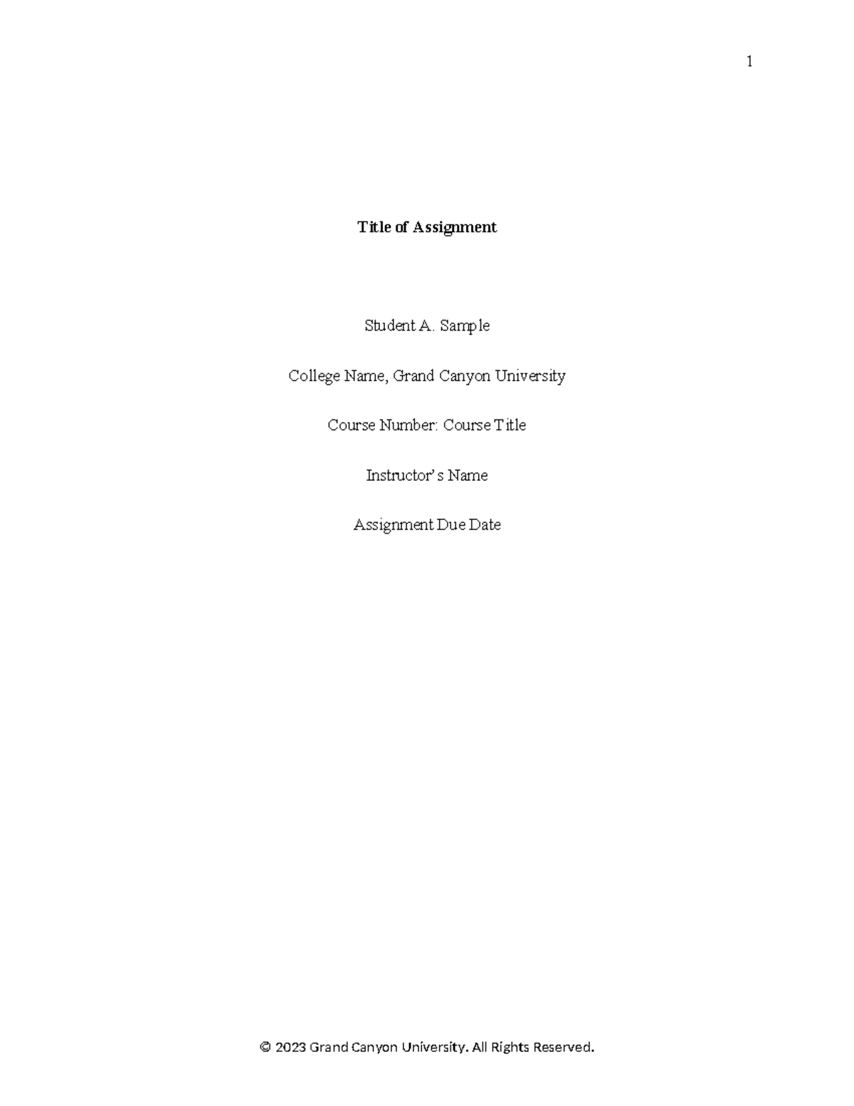 SCN 501 T1 Title Page Reference List - Title of Assignment Student A ...