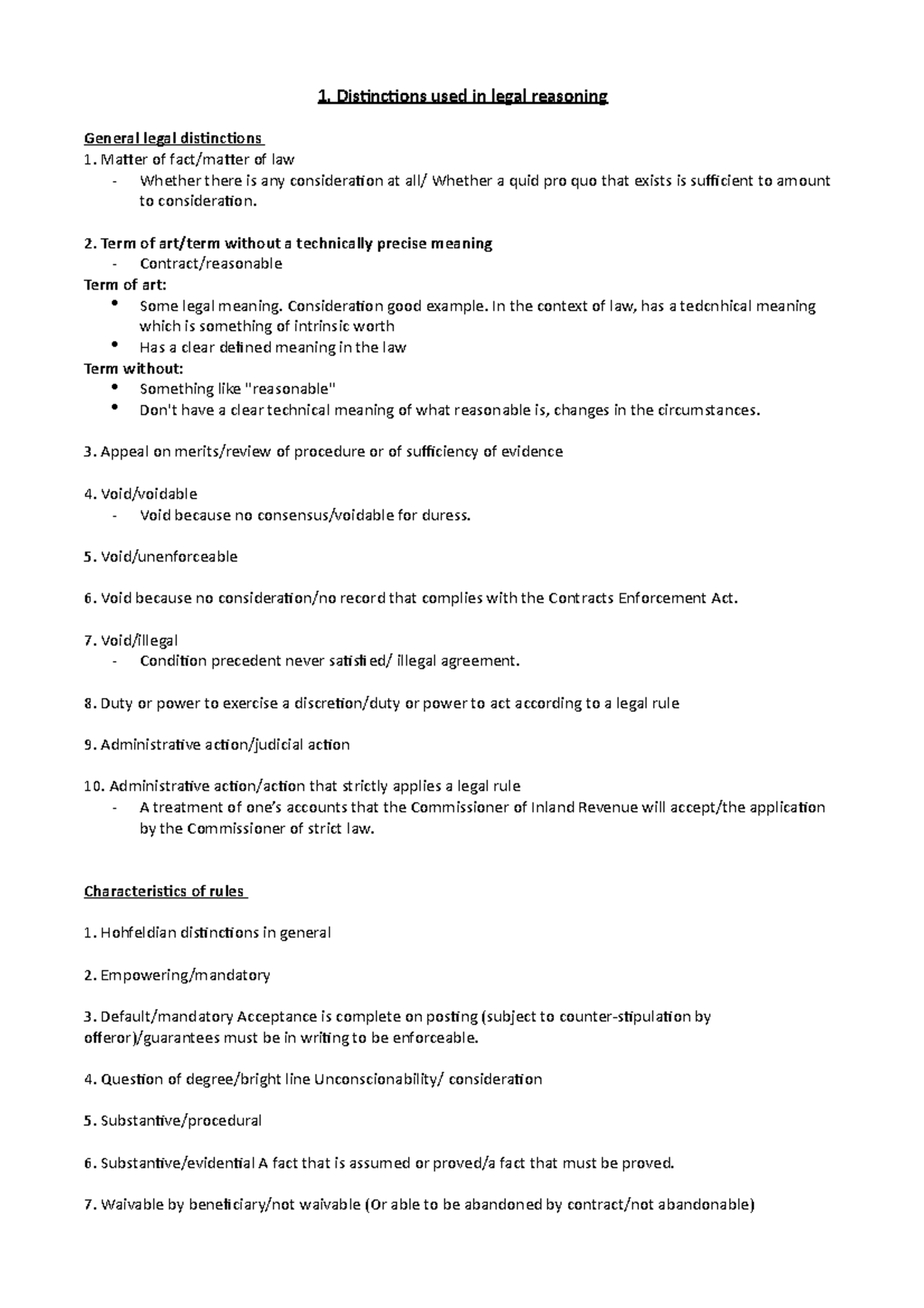 Distinctions used in legal reasoning - 1. Distinctions used in legal ...