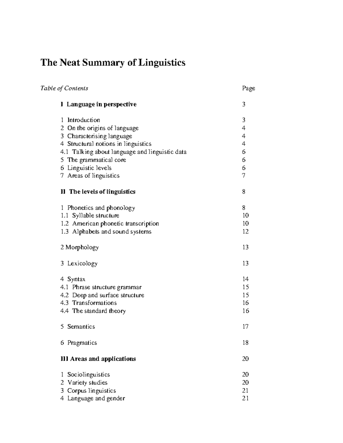 complete summary about linguistic - The Neat Summary of Linguistics I ...