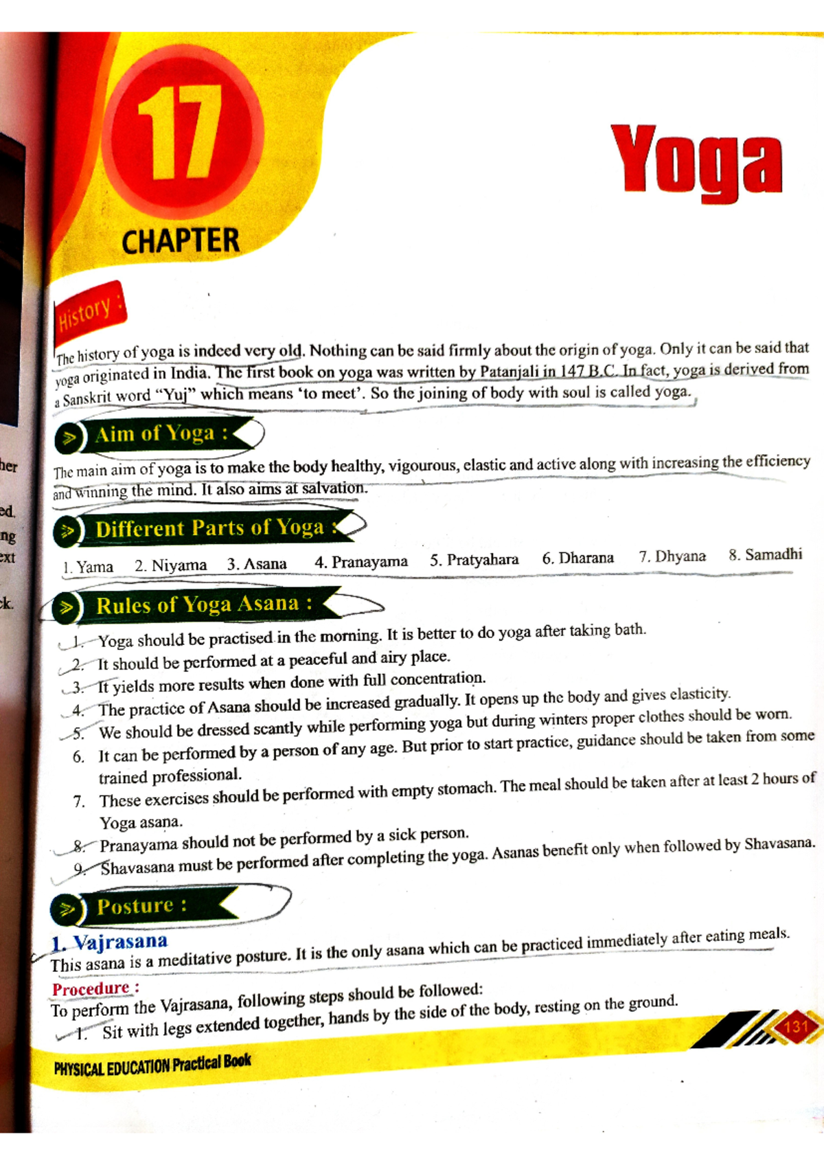 Yogic practices - class-12th practical - Yoga CHAPTER History The ...