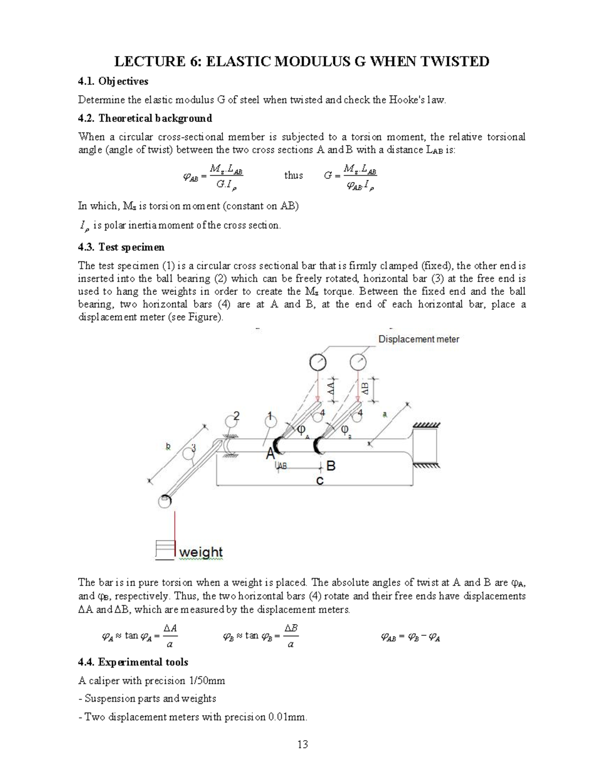 04 Lecture 6 - đâsdasd - 13 LECTURE 6: ELASTIC MODULUS G WHEN TWISTED 4 ...