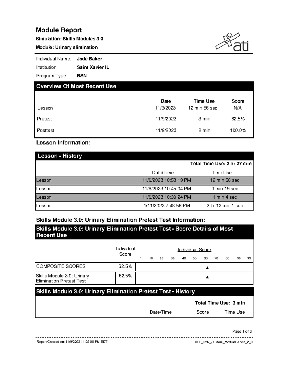 SIM OB ATI CATH Insert - ATI - Module Report Simulation: Skills Modules ...