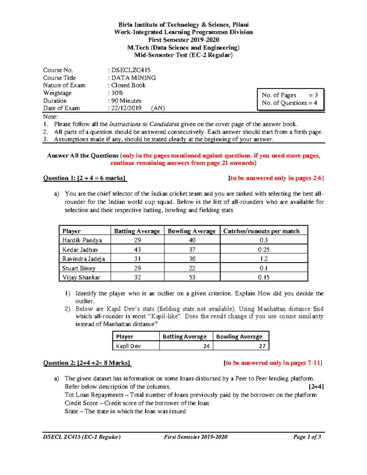 Exam Data Mining Warning Tt Undefined Function 32 Dsecl Zc415 Ec 2 Regular First Semester