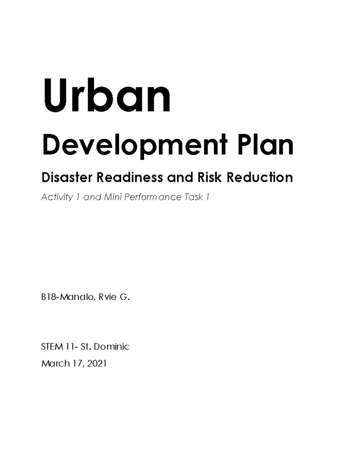 B18-Manalo, Rvie G. [ Final] Urban Development Plan DRRR - Urban ...