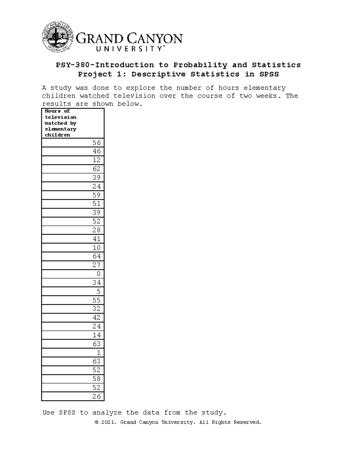 Benchmark Project Number 1 details and examples - PSY-380-Introduction ...