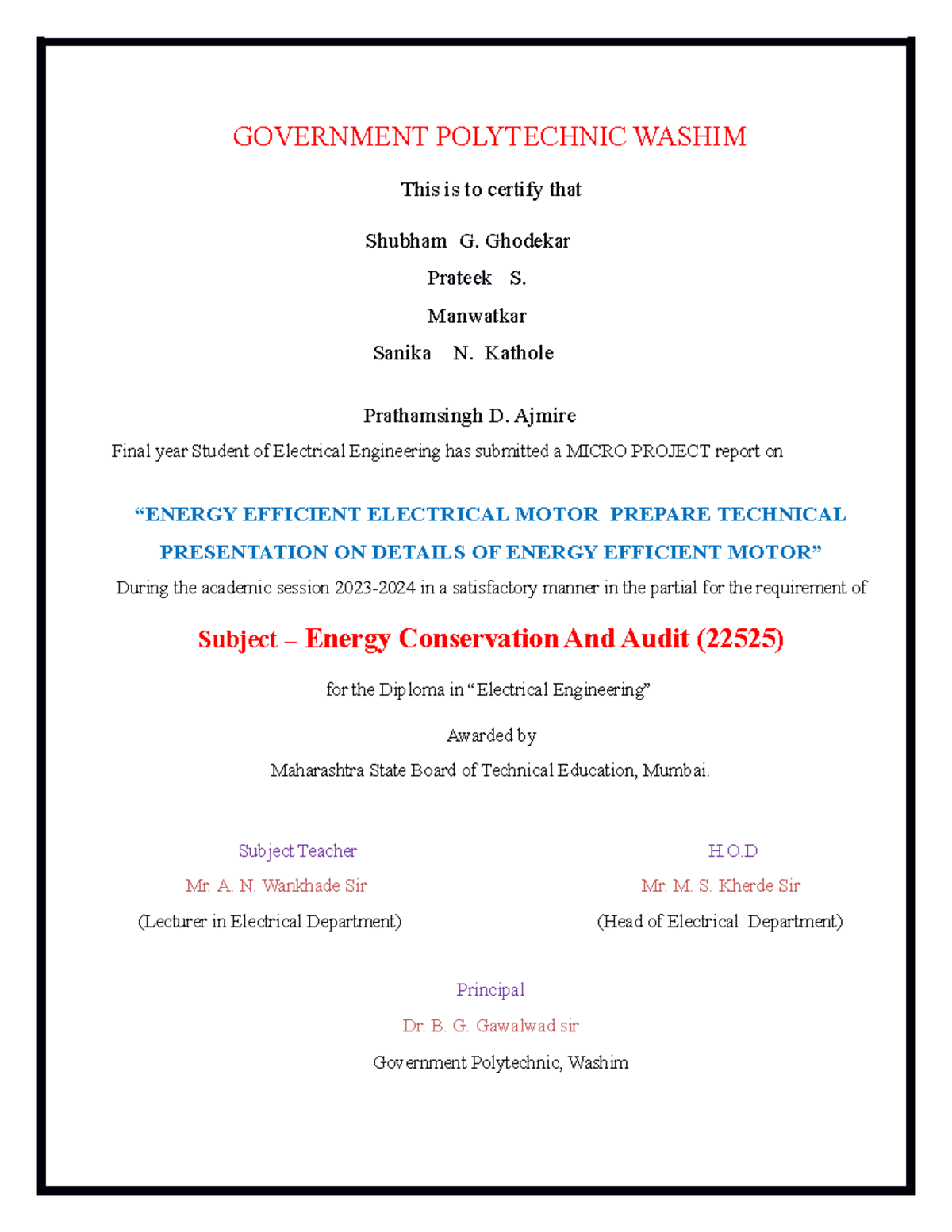 ECA 2 📃 - Fhii - GOVERNMENT POLYTECHNIC WASHIM This is to certify that ...