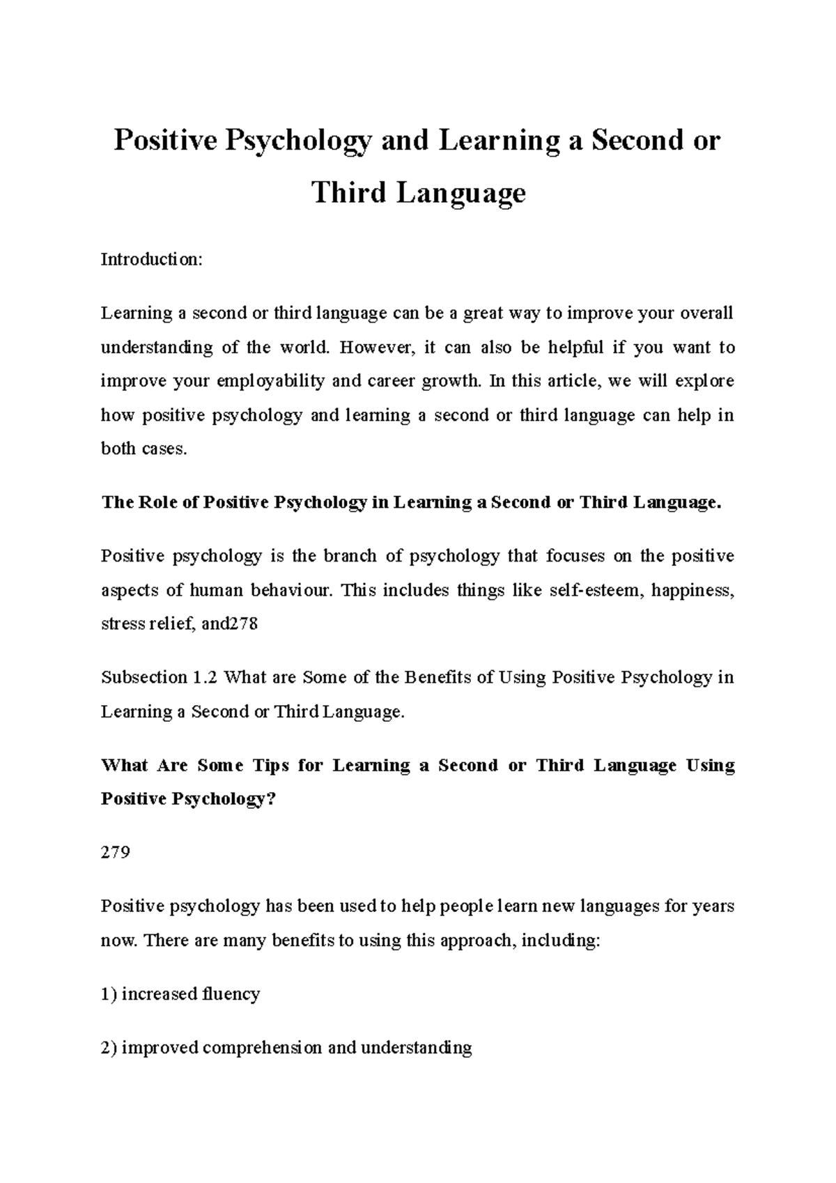 Positive Psychology and Learning a Second or Third Language - Positive ...