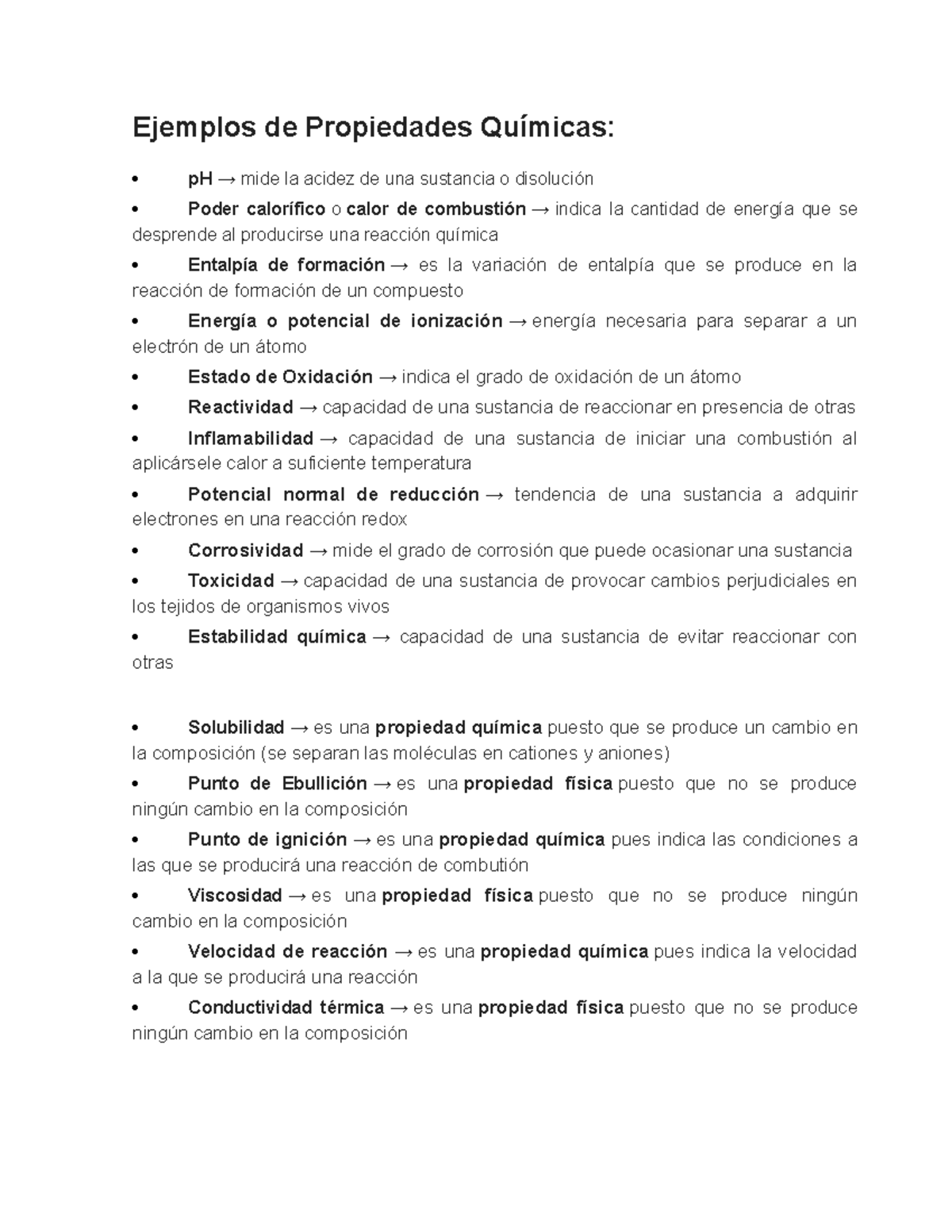 Ejemplos de Propiedades Químicas - Química - UAN - StuDocu