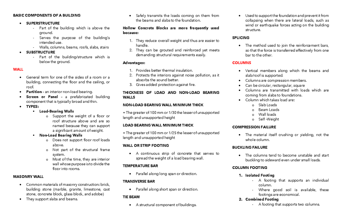 Buildng Design - Basic Components OF A Building - BASIC COMPONENTS OF A ...