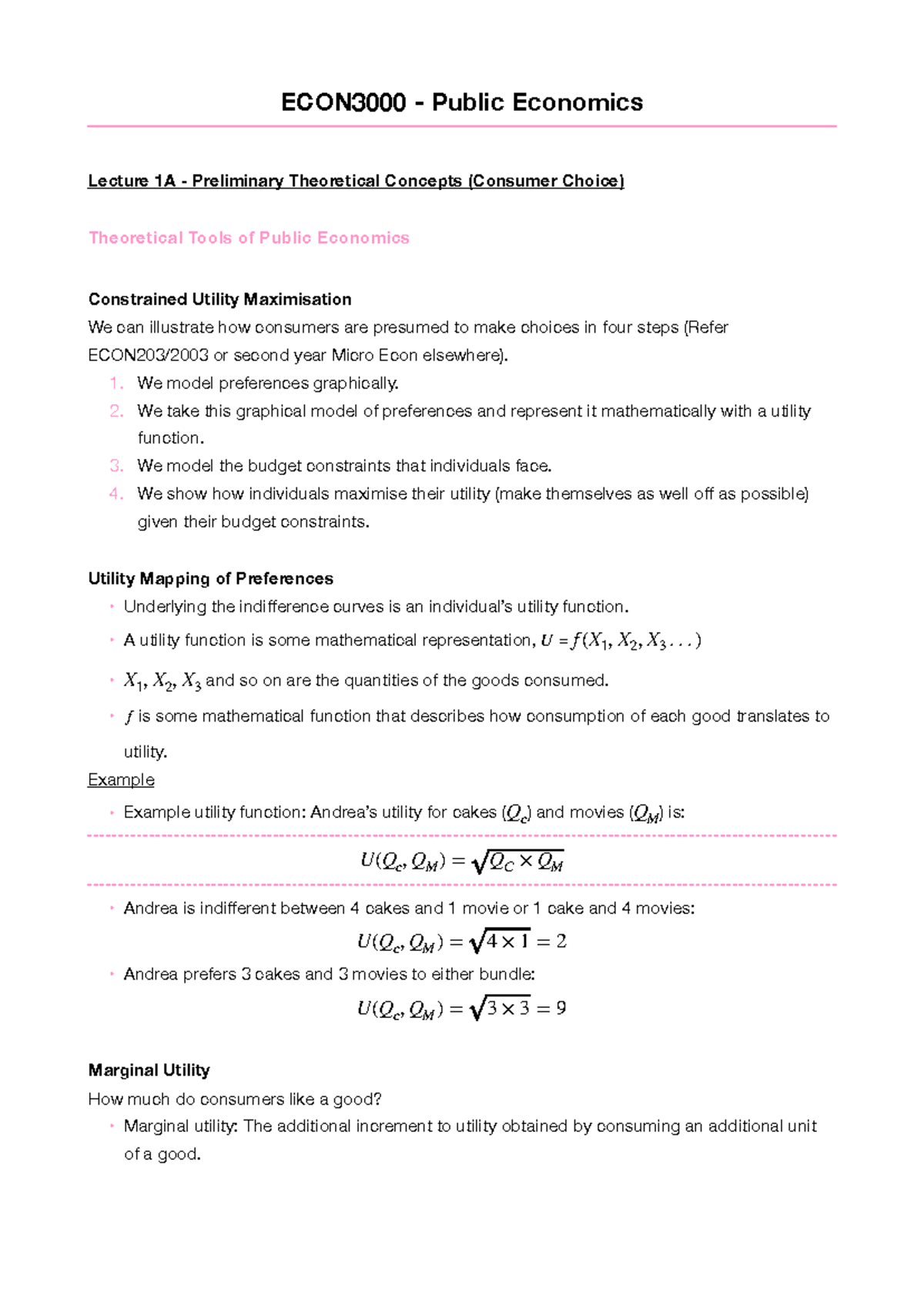 ECON3000 Public Ecomonics - Lecture One - ECON3000 - Public Economics ...