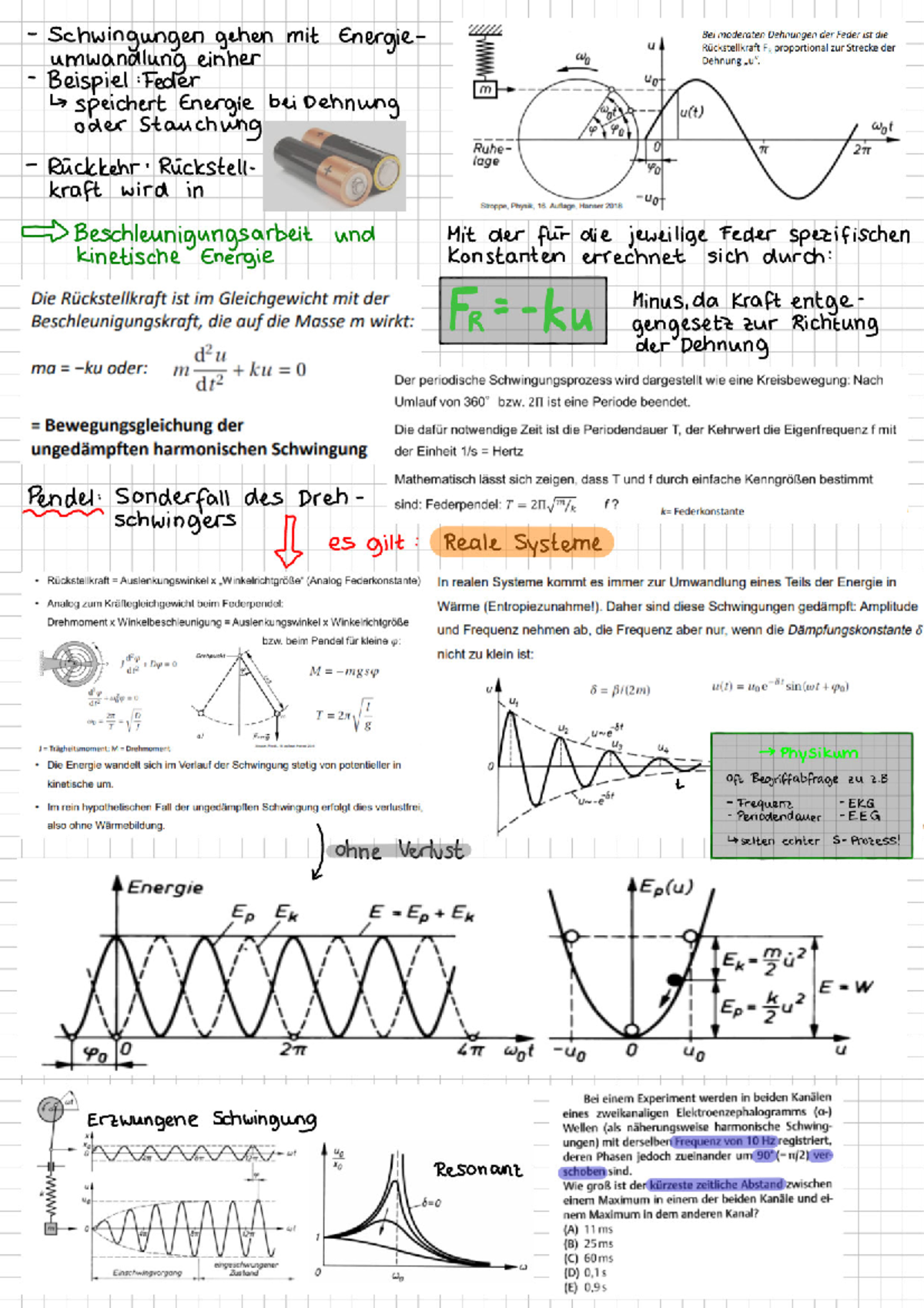 Schwingungslehre - Zusammenfassung Physik für Mediziner - Studocu