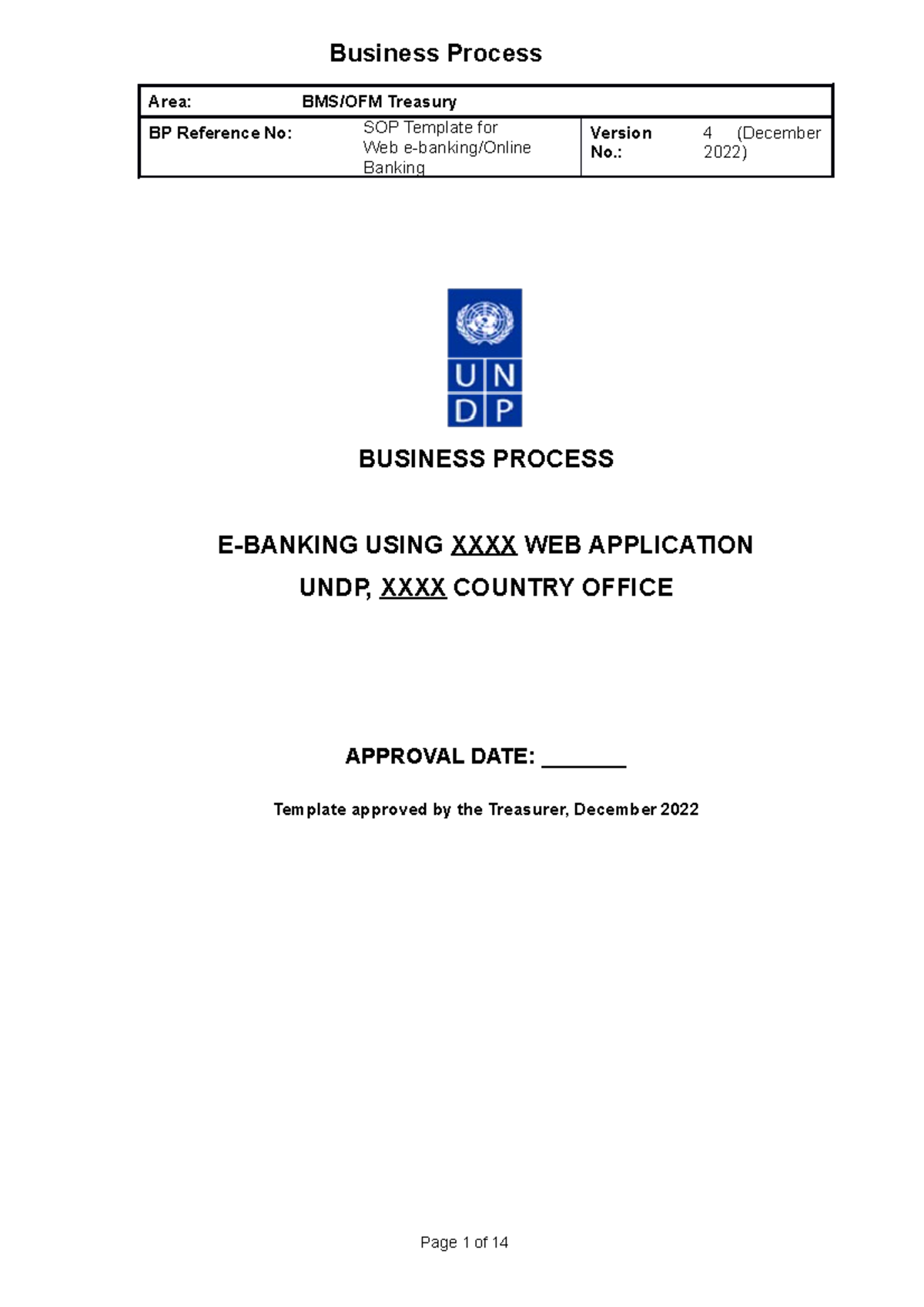 FRM Banking Arrangement SOP e-Banking Template - Business Process Area ...